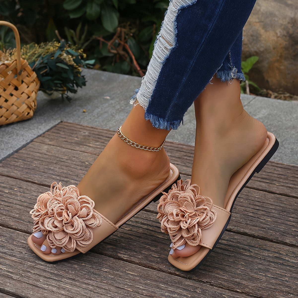 Women's Solid Color Stylish Flats, Shallow Mouth Platform Slip On ...
