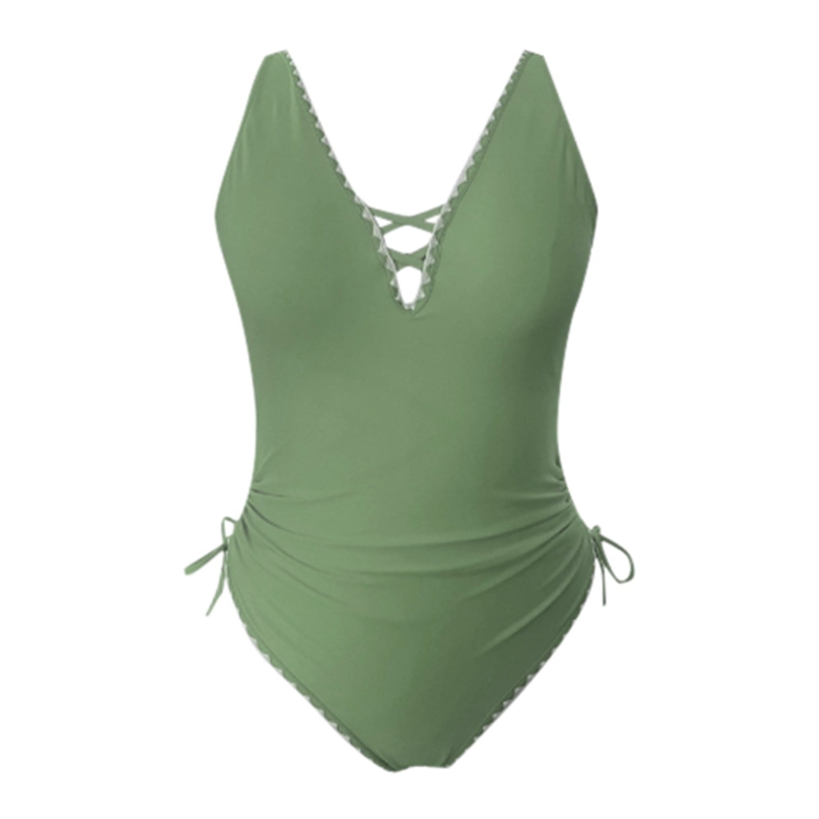 Women's Solid Color Swimsuit With Edge Embroidery Elegant And Stylish ...