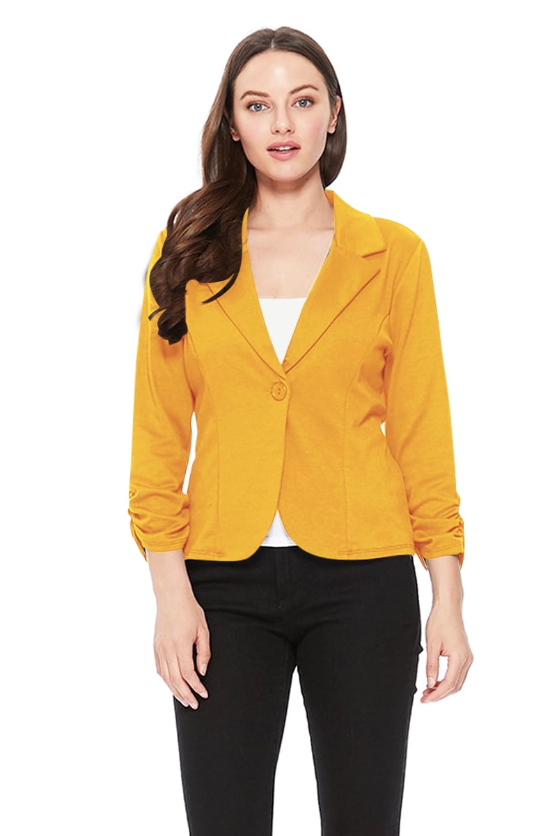 Women's Solid Comfy Casual Office Work 3/4 Long Sleeve Open Front ...