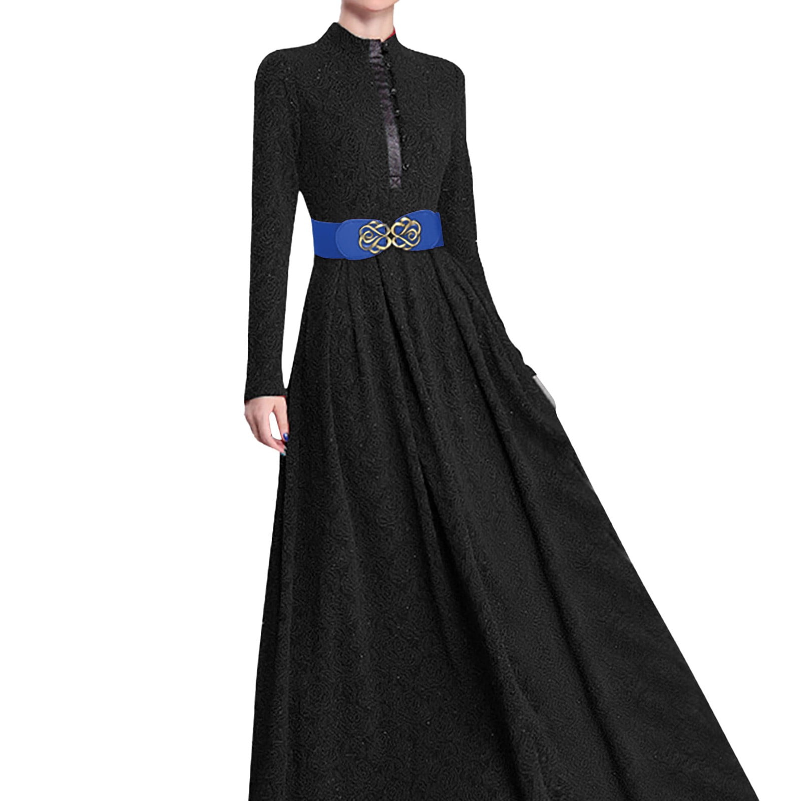 Women's Solid Elastic Decoration Wide Waistband Waist Band Waist ...