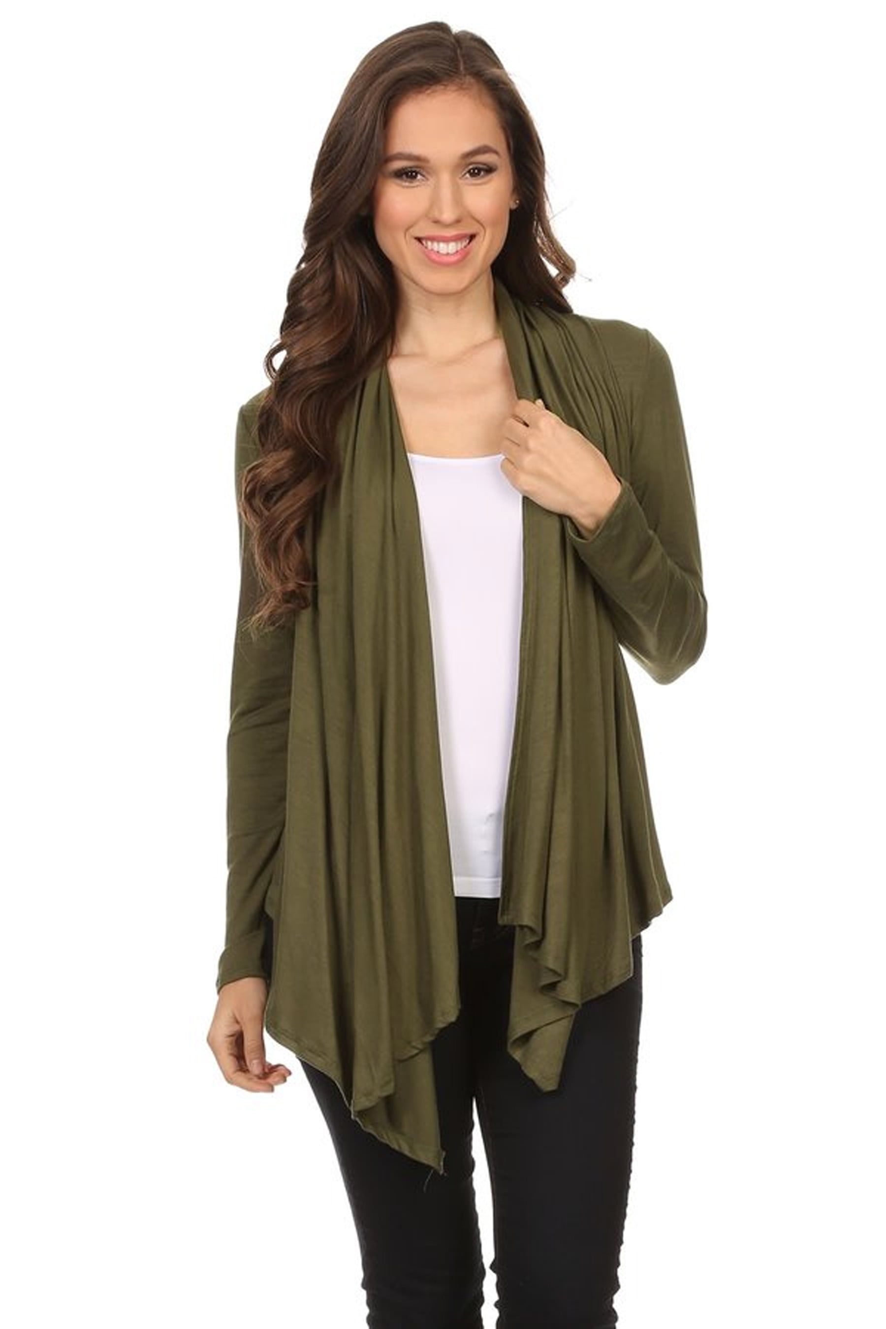 Women's Solid Open Front Long Sleeve Lightweight Soft Basic Sweater ...