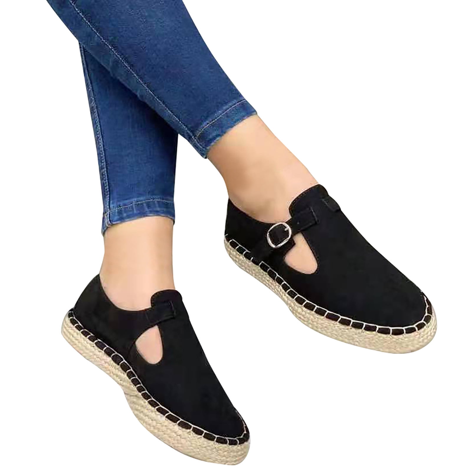 Women's Solid Sandals Casual Boho Flat Round Toe Sandals - Walmart.com
