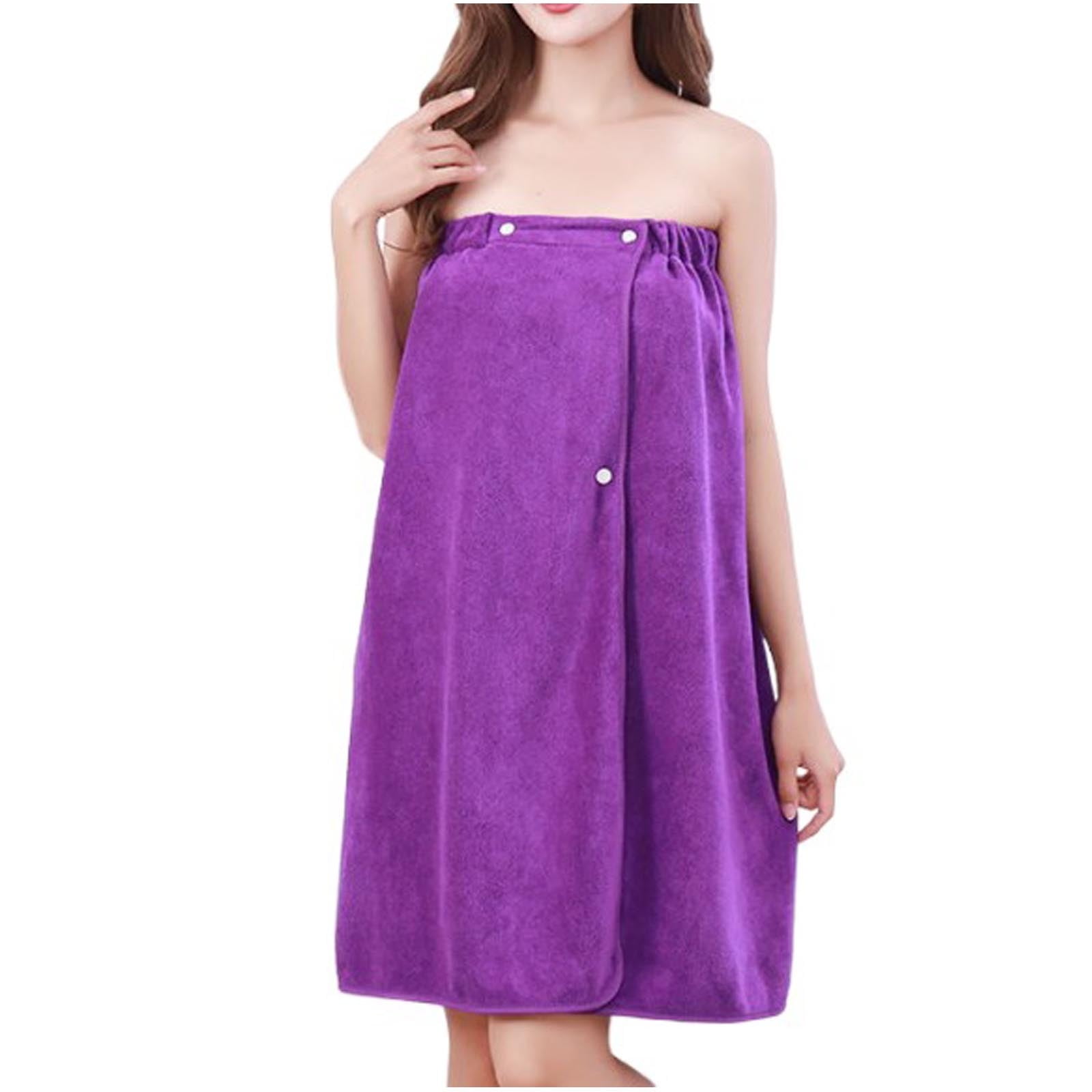 Women's Solid Terry Cloth Wrapping Bathrobe Shower Towel Wrap Soft Spa ...