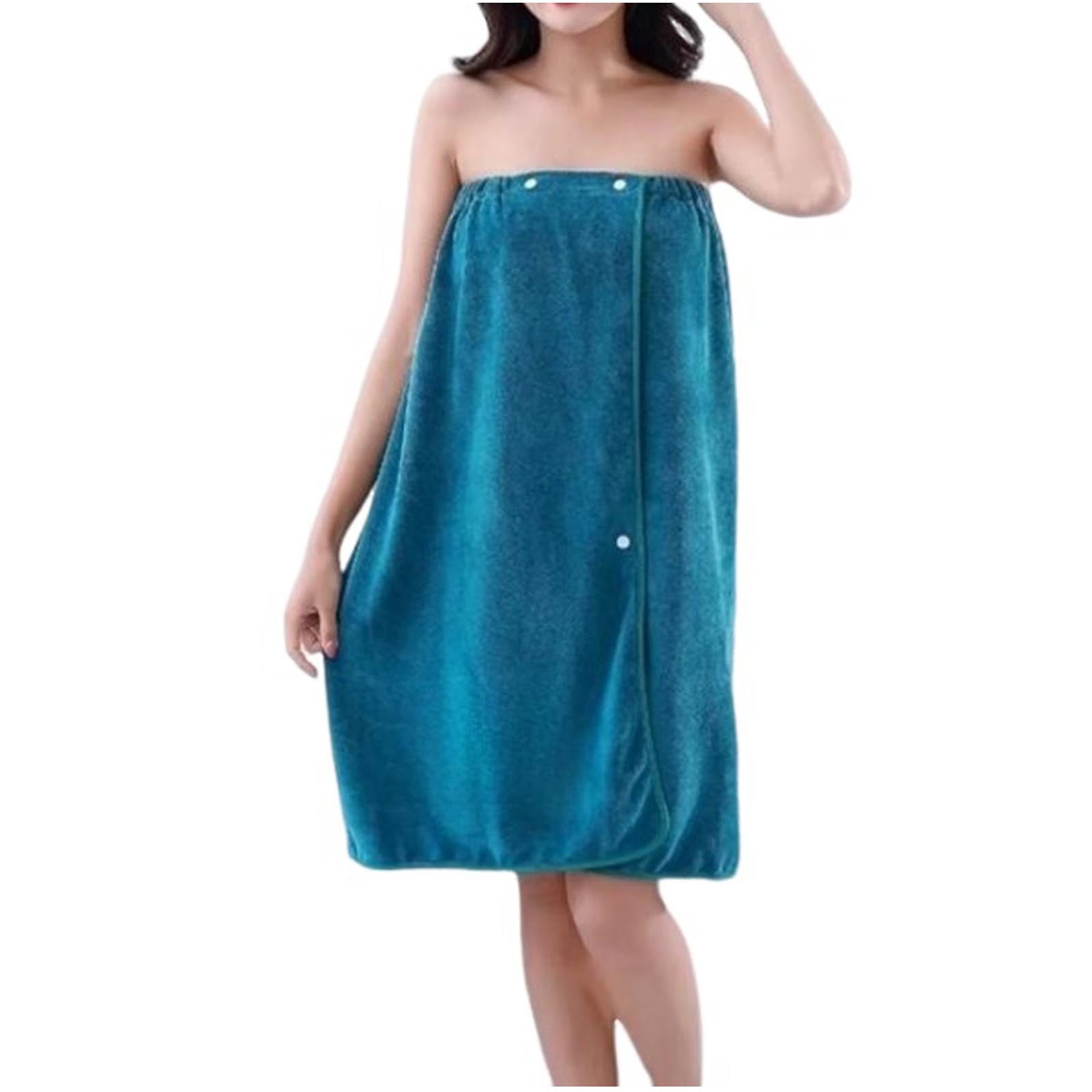 Women's Solid Terry Cloth Wrapping Bathrobe Shower Towel Wrap Soft Spa ...