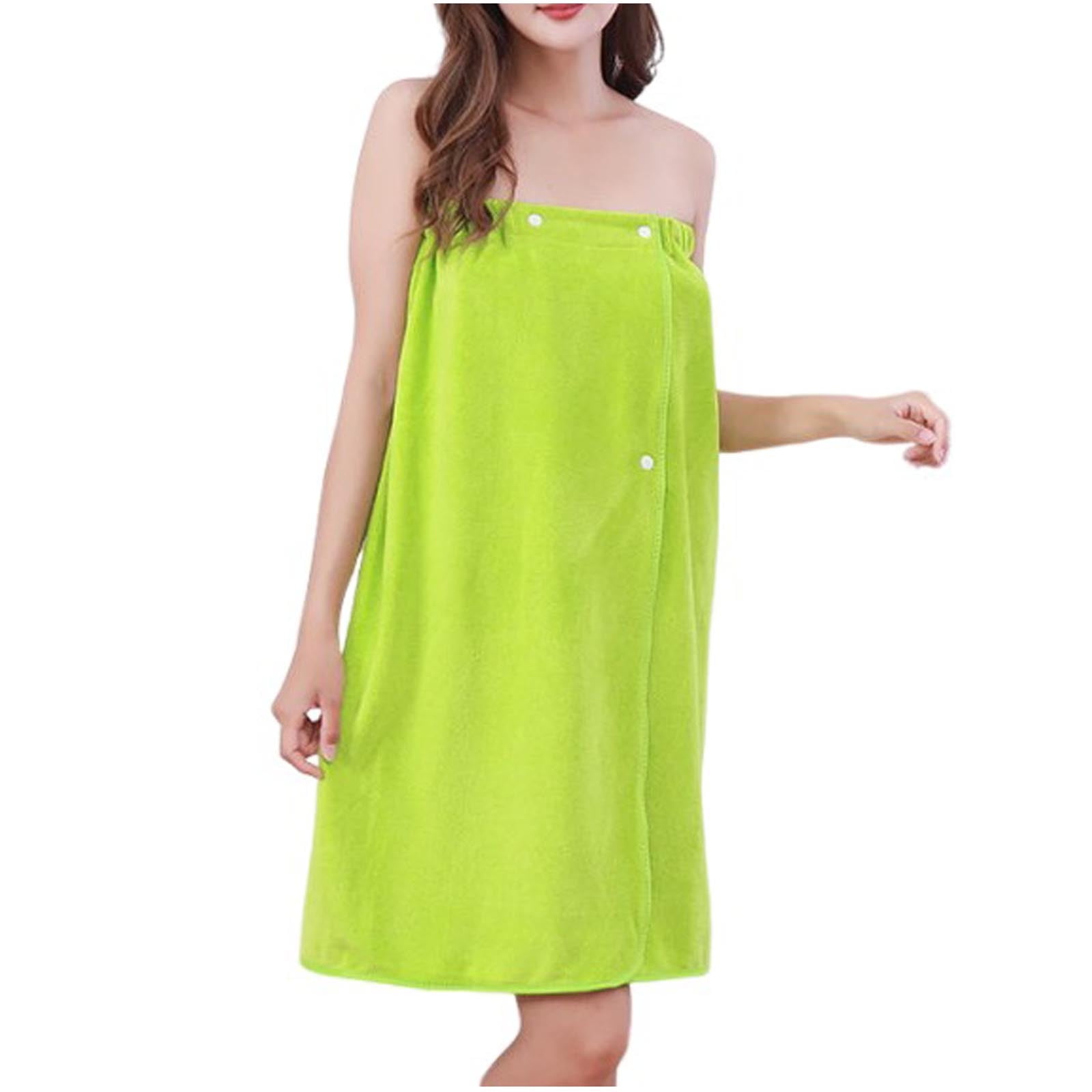 Women's Solid Terry Cloth Wrapping Bathrobe Shower Towel Wrap Soft Spa ...