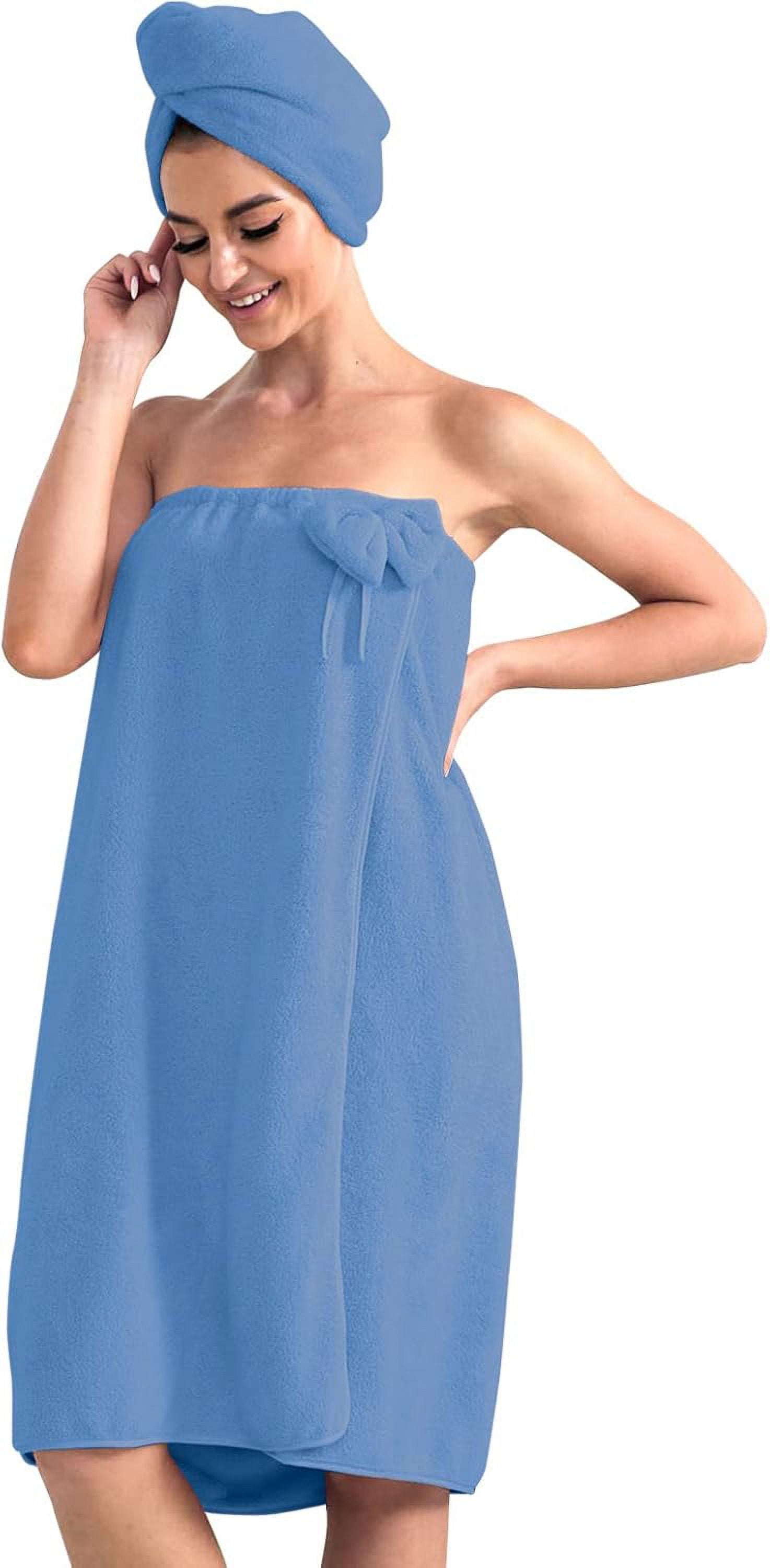 Women's Spa Body Towel Wrap with Hair Towel - Super Soft Lightweight ...