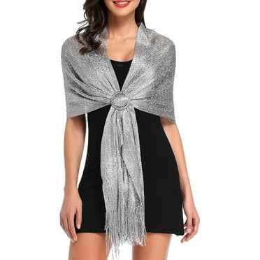 Women's Wedding Evening Shawl and Wrap Glitter Metallic Party Dresses ...