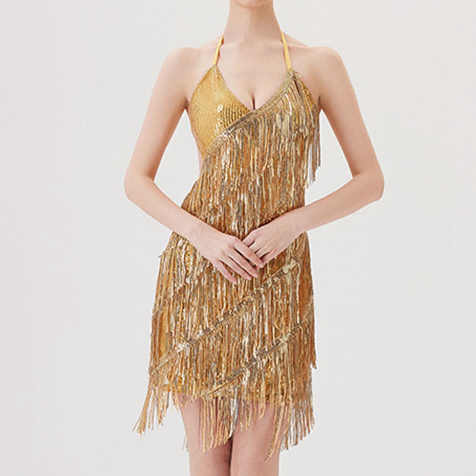 Women's Sparkling Sequin Fringe Dress for Latin Dance and Stage ...