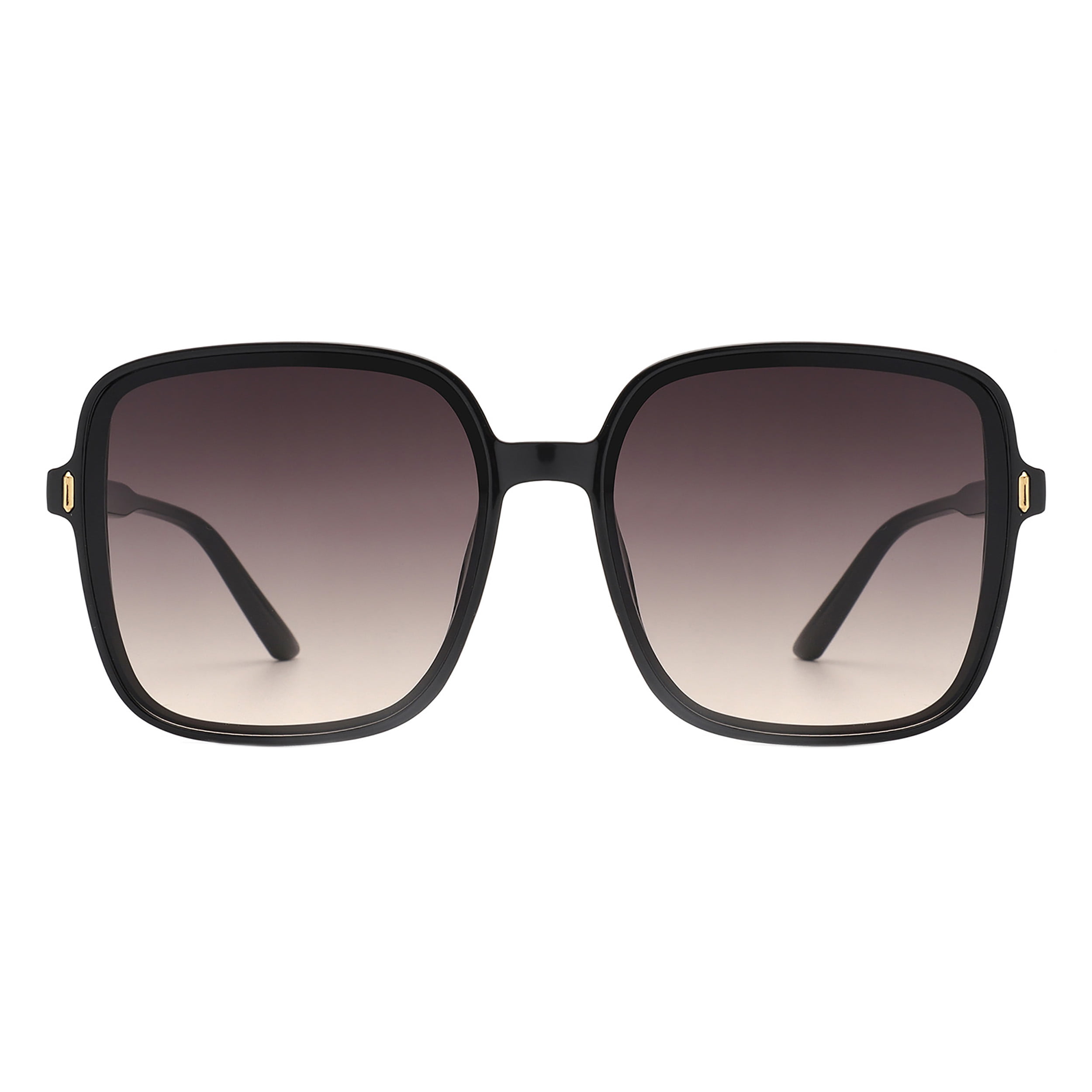 Women's Square Frame Sunglasses Classy Minimal Modern Style UV 400 Black, Smoke - Walmart.com