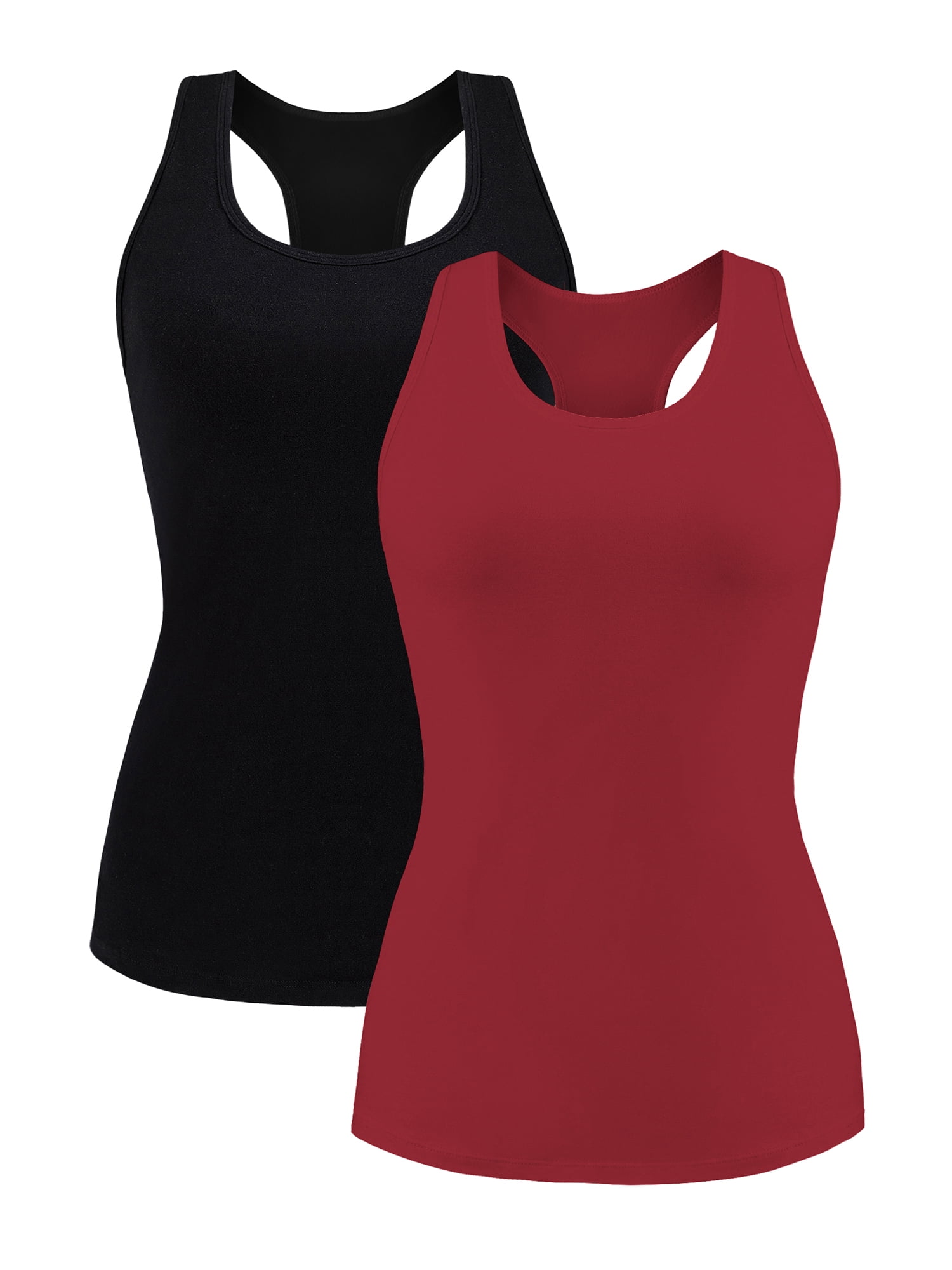 Women's Square Neck Tank Tops Cotton Racerback Camisole With Shelf Bra ...