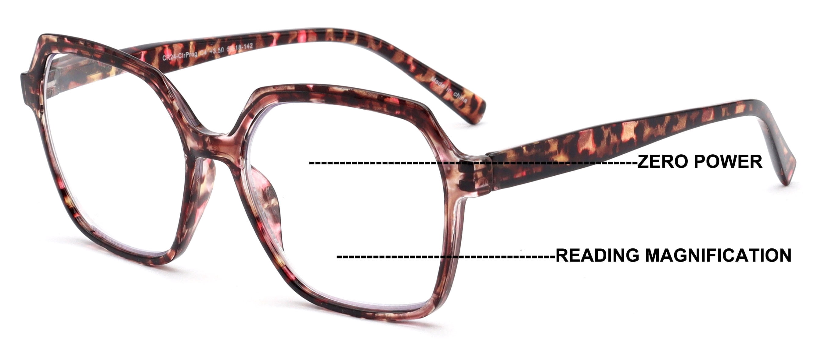 Women’s Square Progressive Clear Lens Reading Glasses – No Line ...