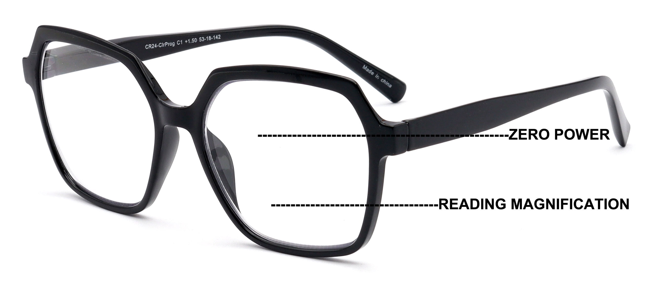 Women’s Square Progressive Clear Lens Reading Glasses – No Line ...