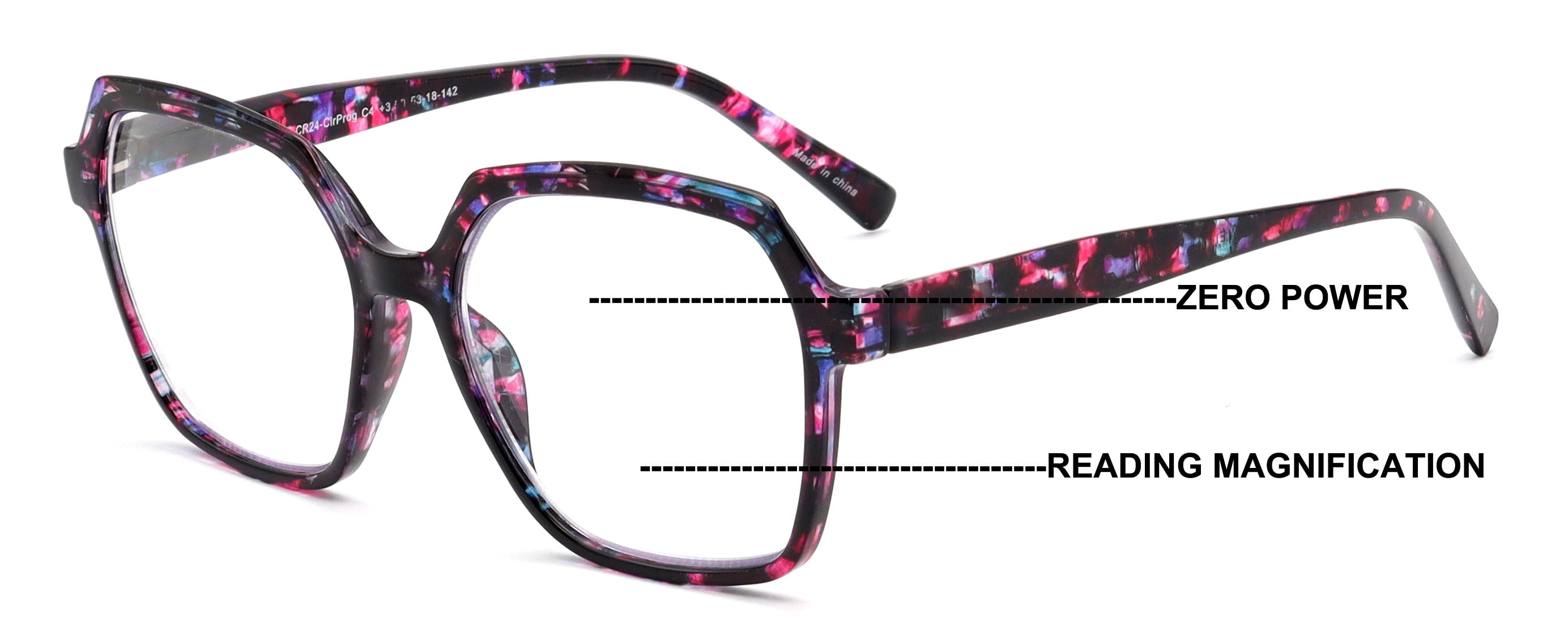 Women’s Square Progressive Clear Lens Reading Glasses – No Line ...