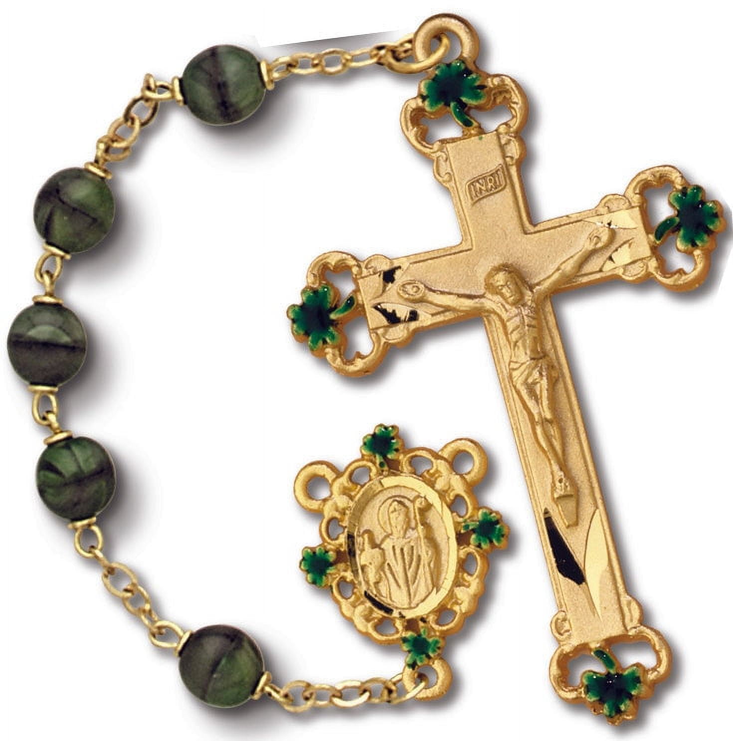 Women's St. Patrick Medium Green Catholic Rosary Beads, Glass beads ...