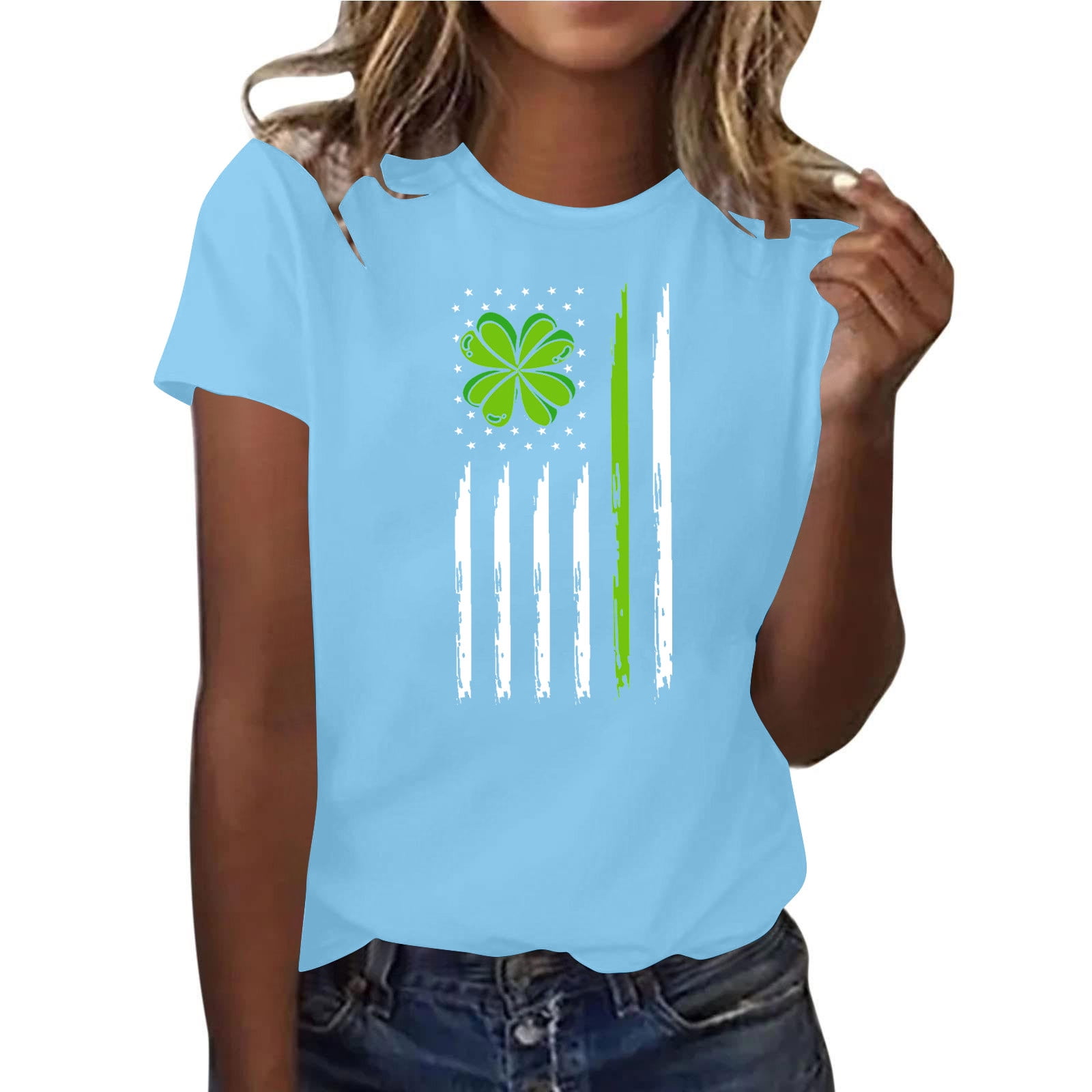 Women's St. Patrick's Day Printed T-Shirt Short Sleeve Crew Neck ...