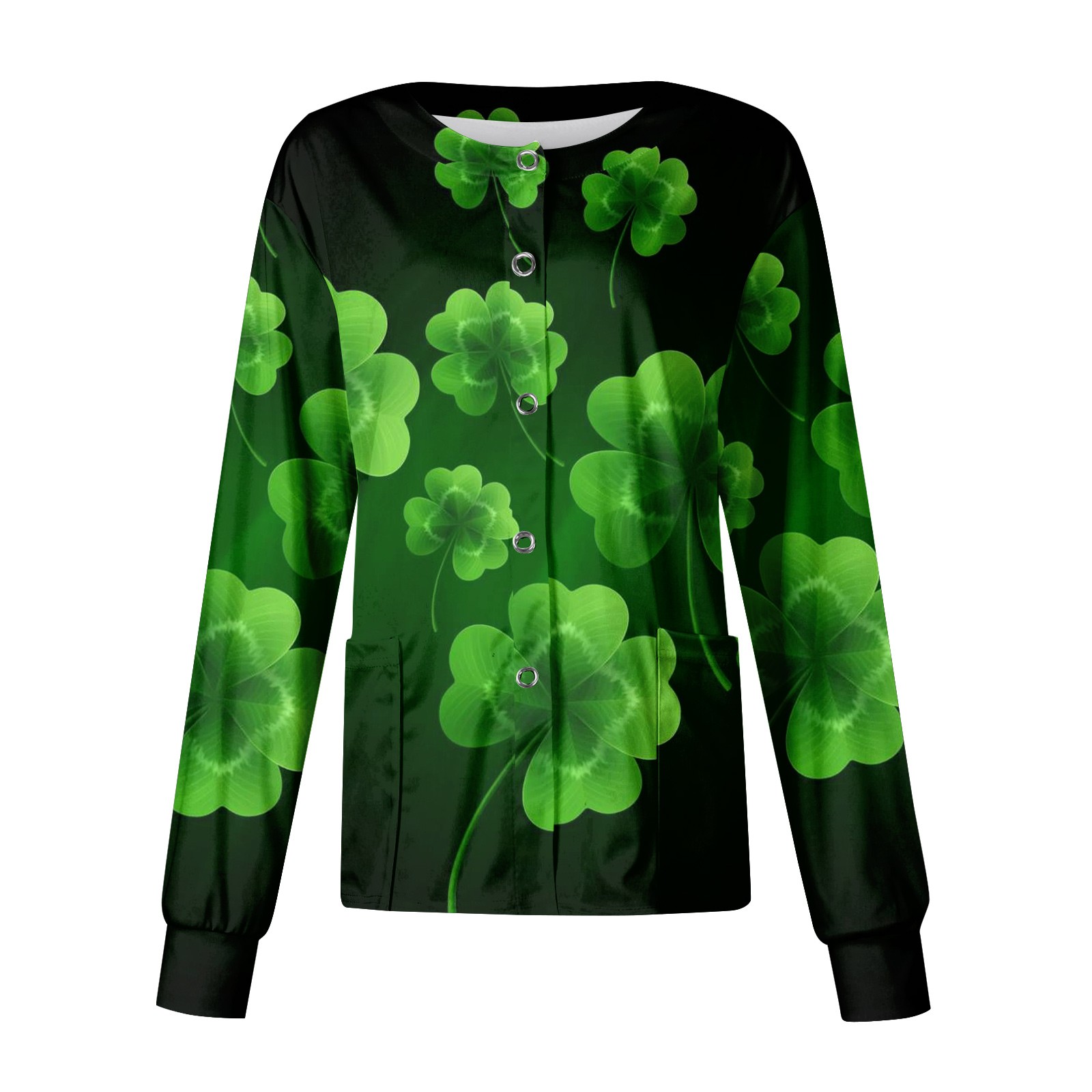 Women's St. Patrick's Day Snaps Front Scrub Jackets Irish Shamrock ...