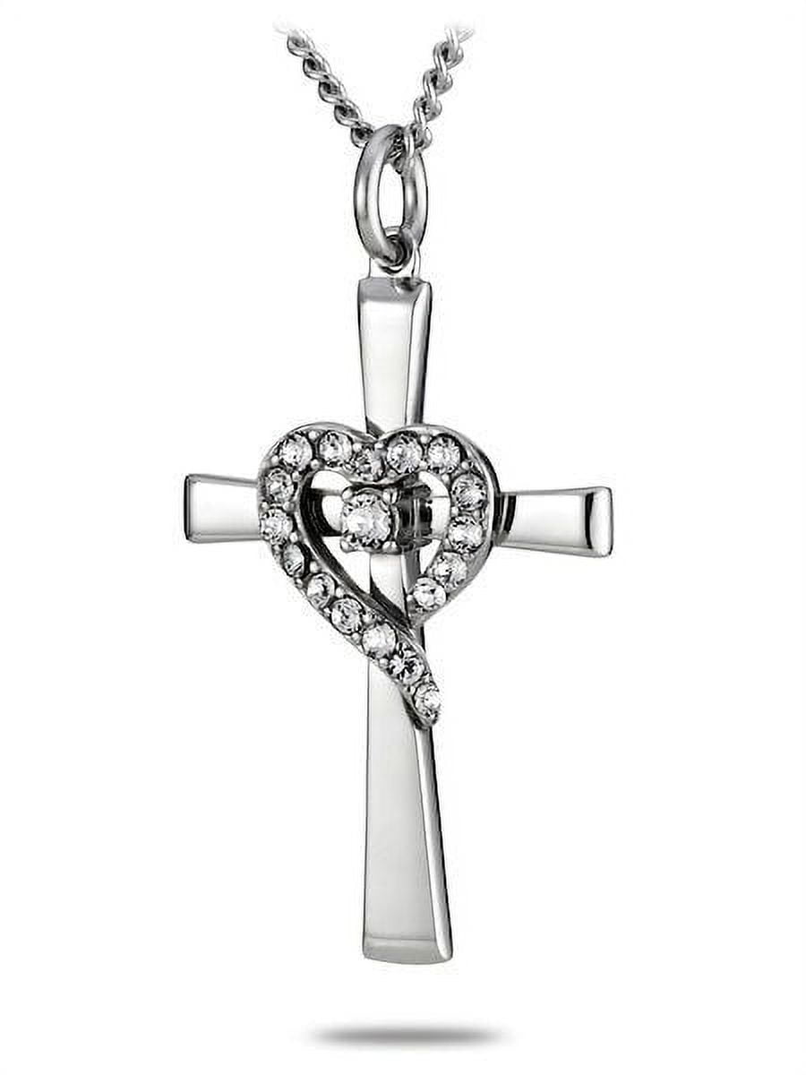 Women's Stainless Cross with Crystal Heart-Isaiah 46:4 by Shields of ...
