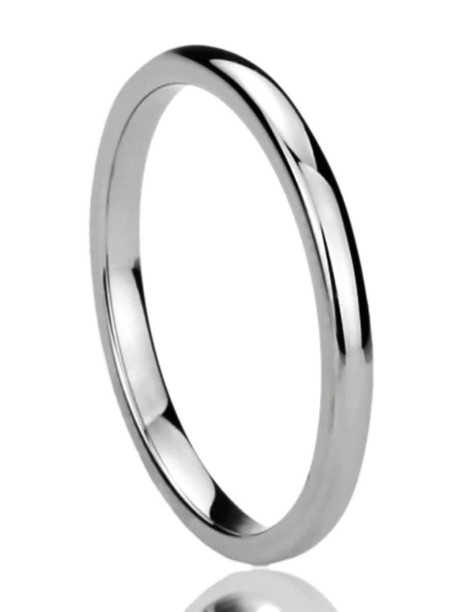 Women's Stainless Steel 2mm Wedding Band Ring High Polished Classy ...
