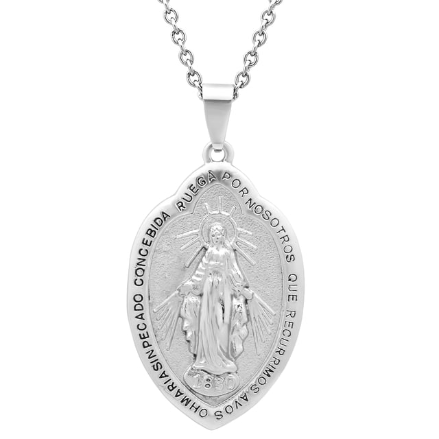 Women's Stainless Steel Holy Metal Pendant - 18 Inches - Walmart.com