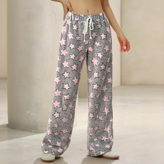 Women's Star Print Casual Pants, Loose Fit Lounge Pants with ...