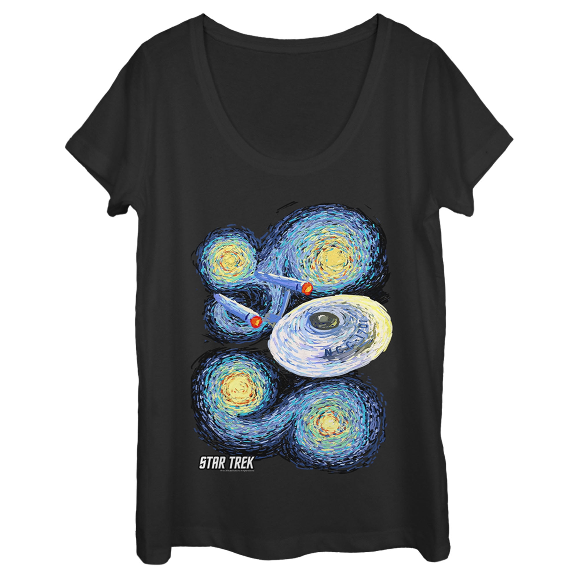 Women's Star Trek Starry Night USS Enterprise Scoop Neck Black Large ...