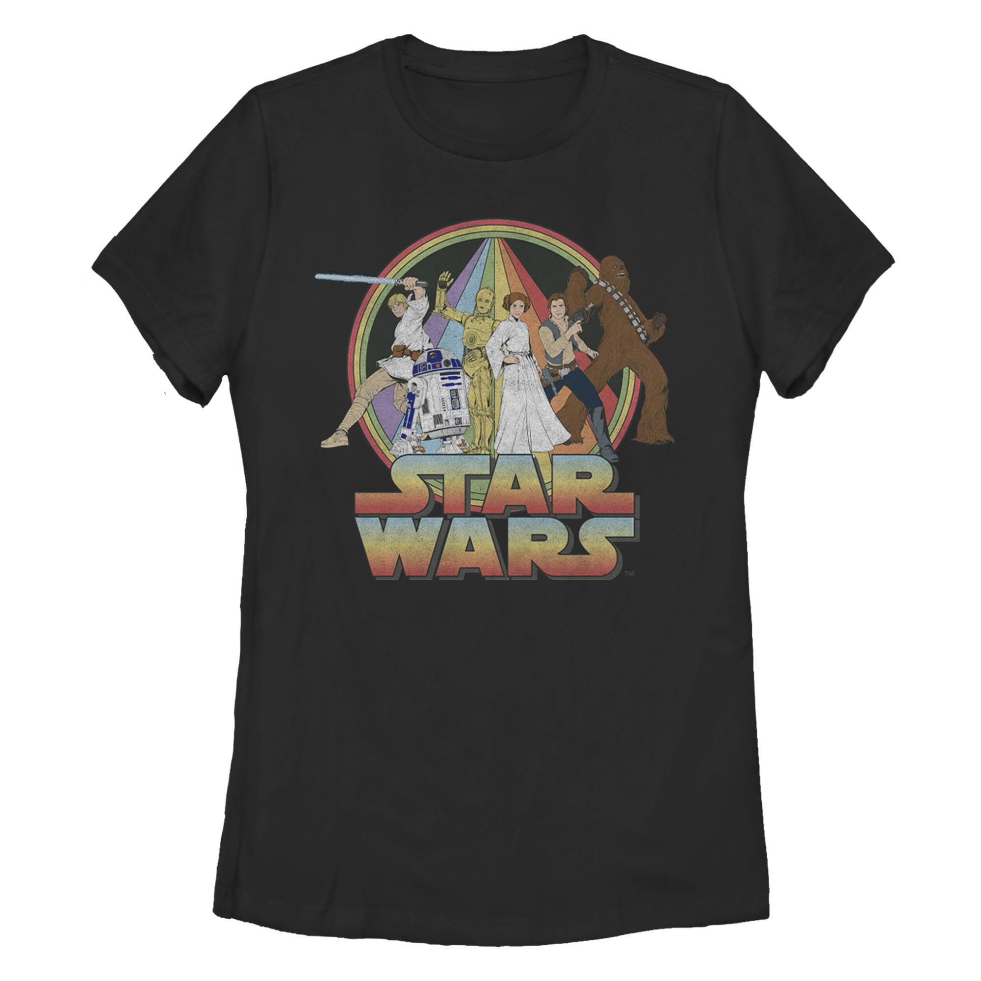 Women's Star Wars: A New Hope Distressed Rainbow Cast Graphic T-Shirt ...