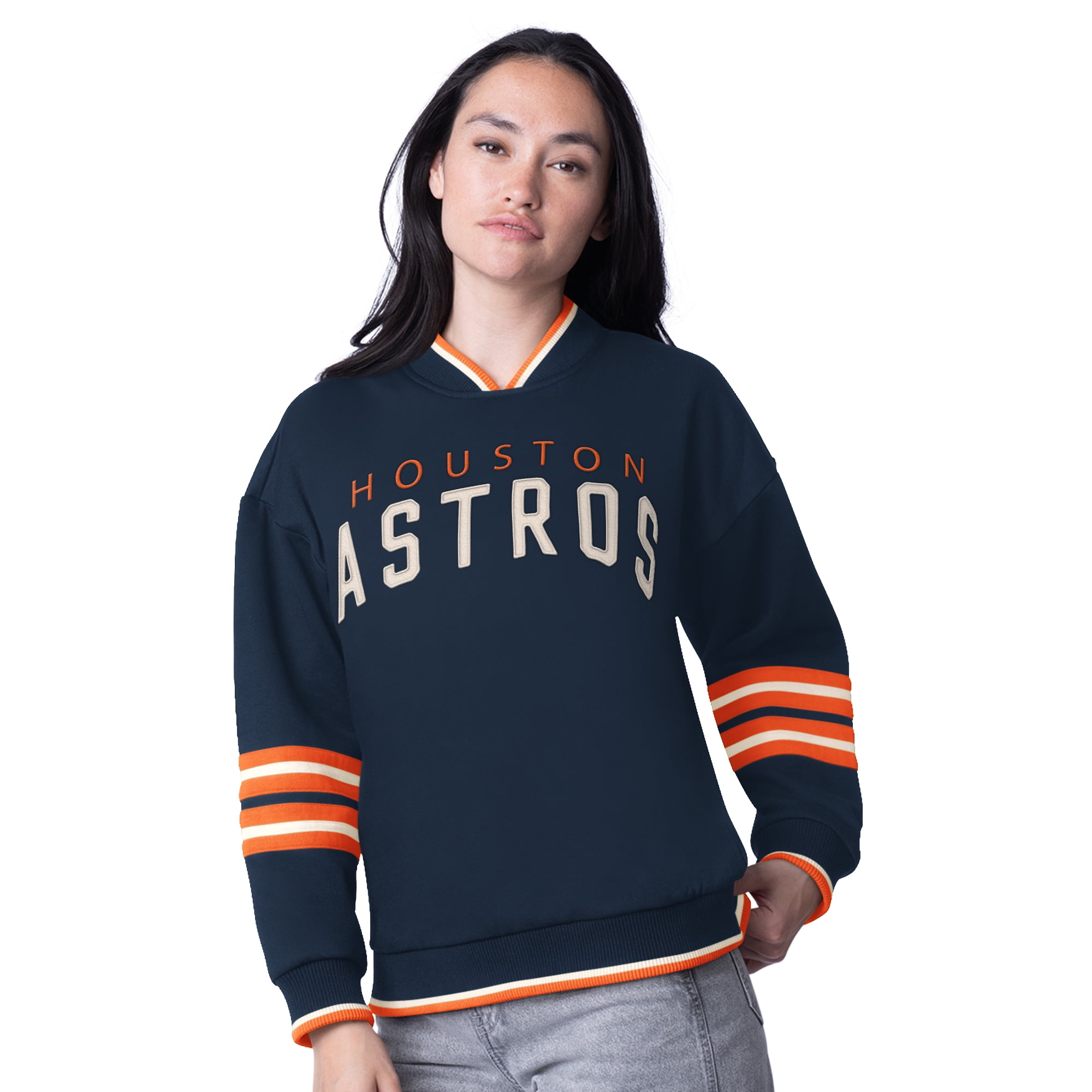Women's Starter Navy Houston Astros Wild Card Oversized Pullover ...