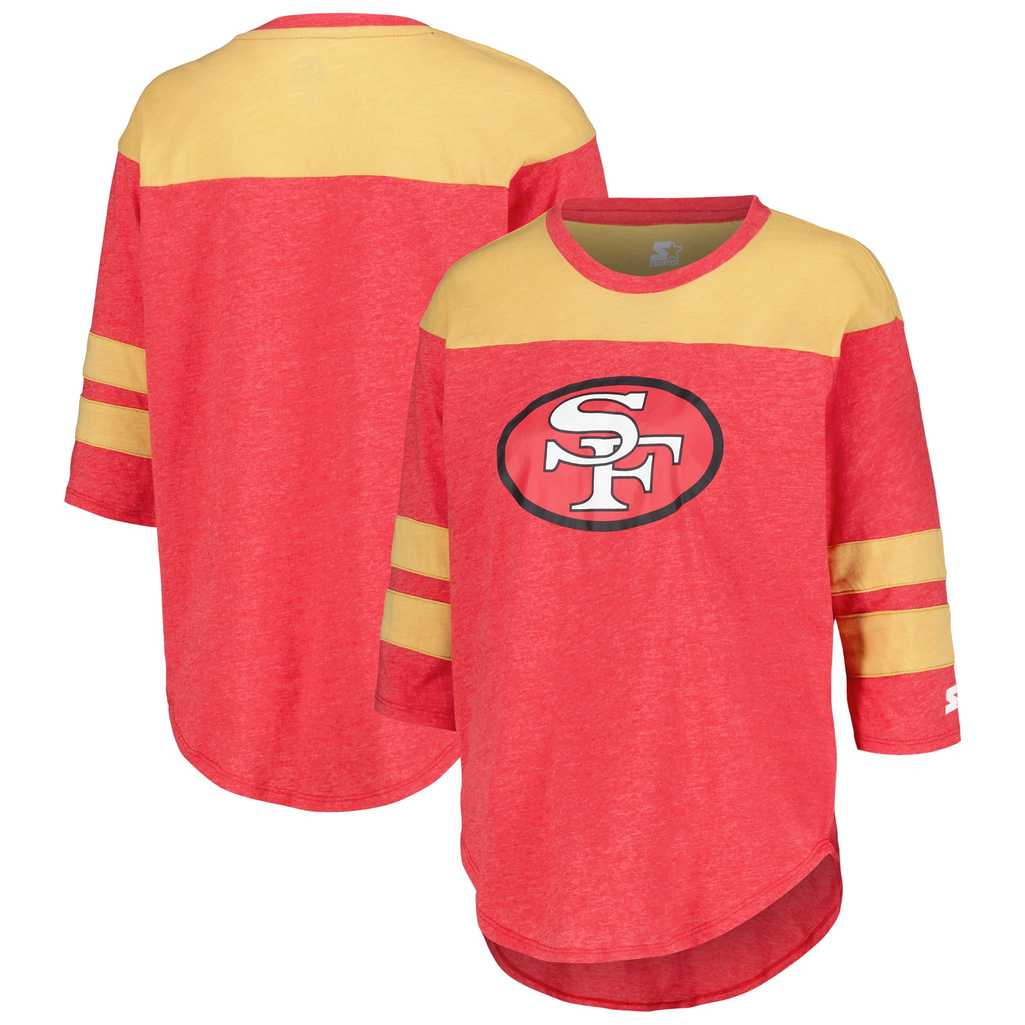 Women's Starter Scarlet San Francisco 49ers Fullback Tri-Blend 3/4 ...