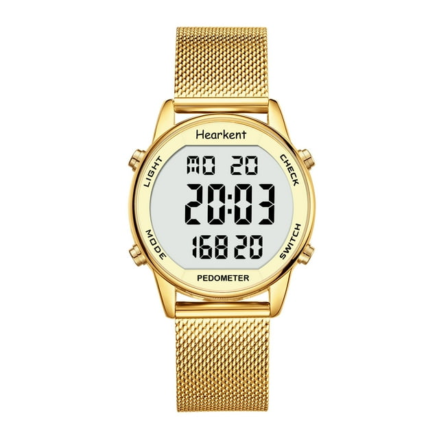 Women's Step Counter Pedometer Watch with Stainless Steel Bracelet ...