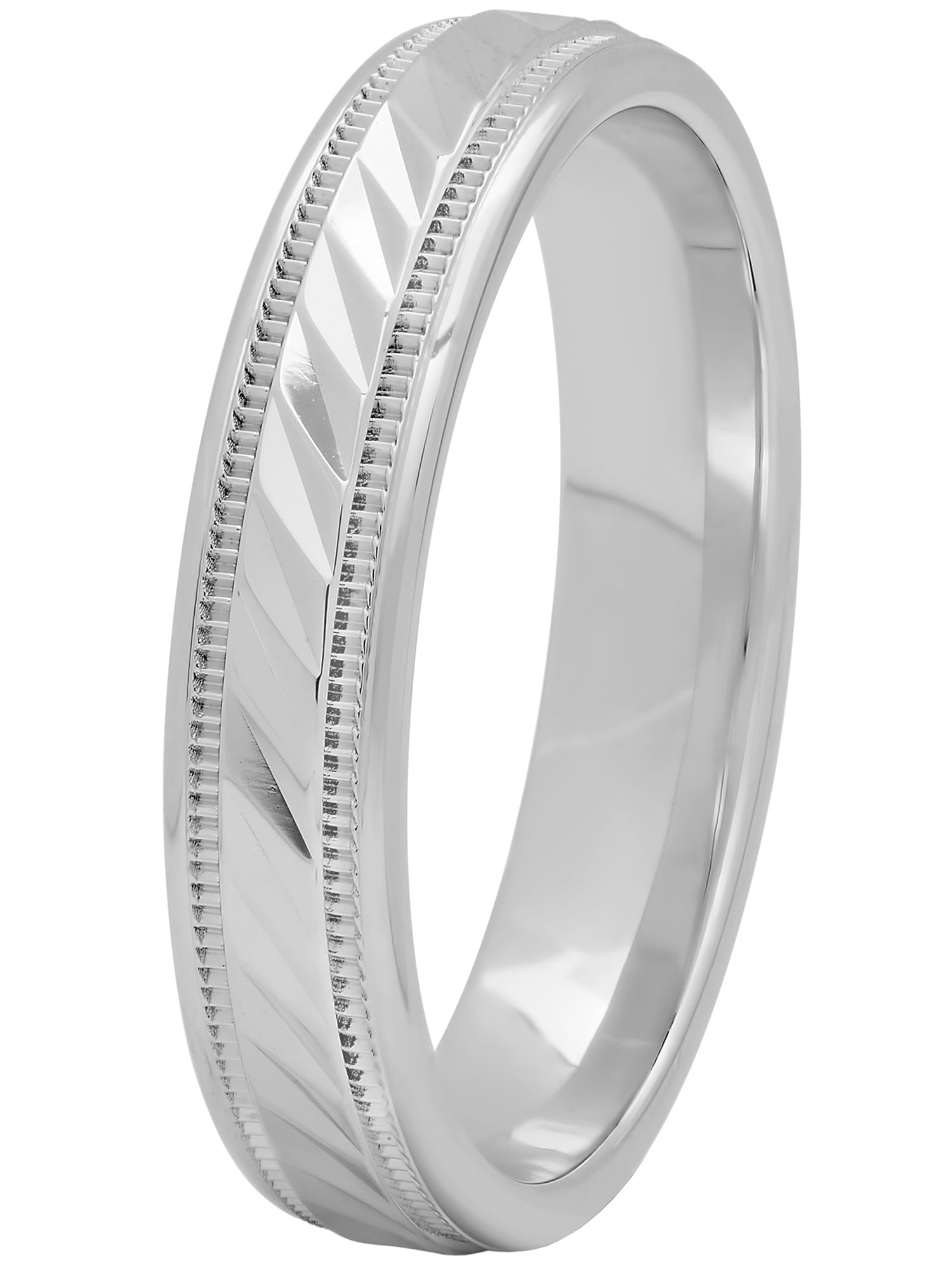 Women's Sterling Silver 4mm Wave Pattern Ring - Wedding Band - Walmart.com