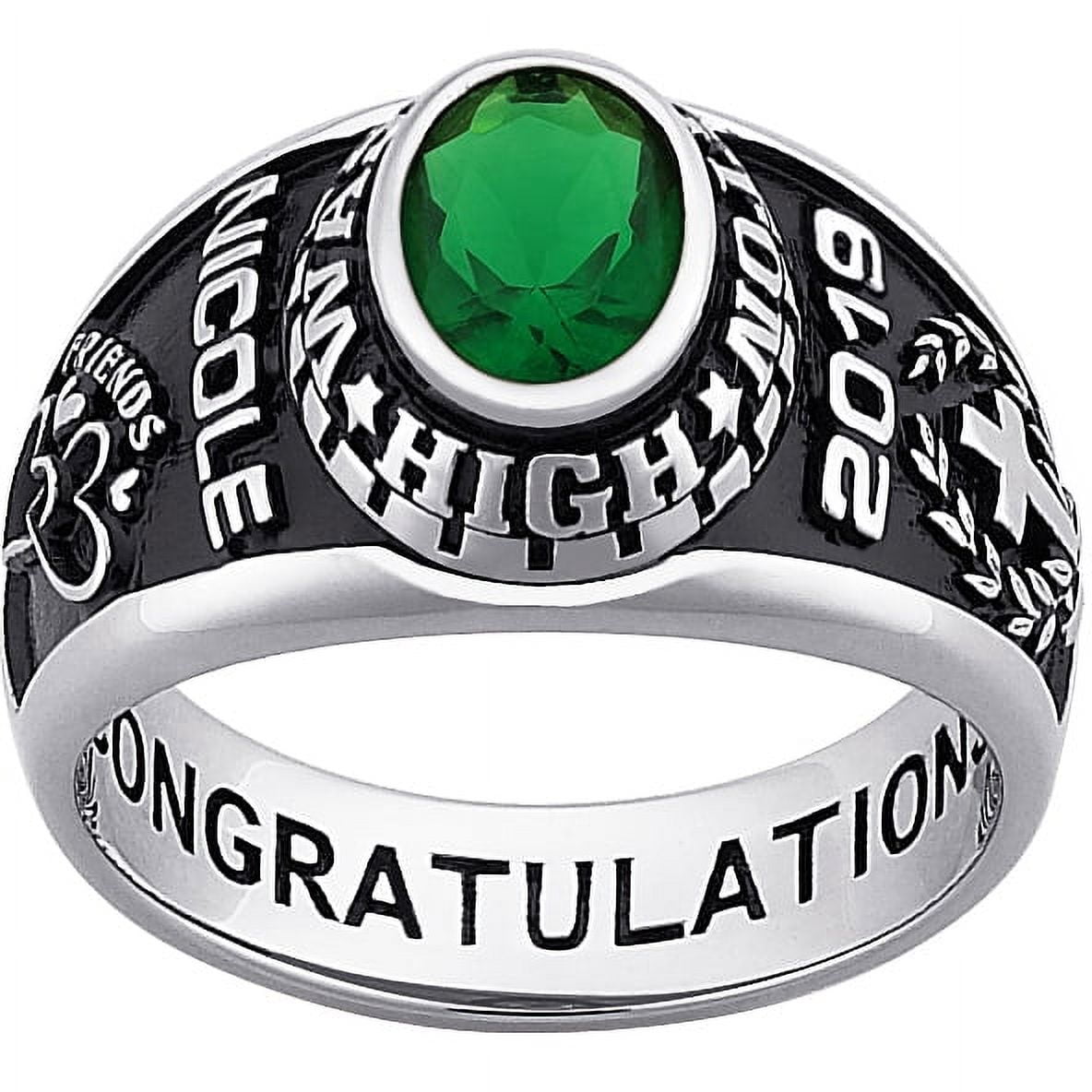 Women's Sterling Silver Classic Oval Stone Class Ring, Personalized ...