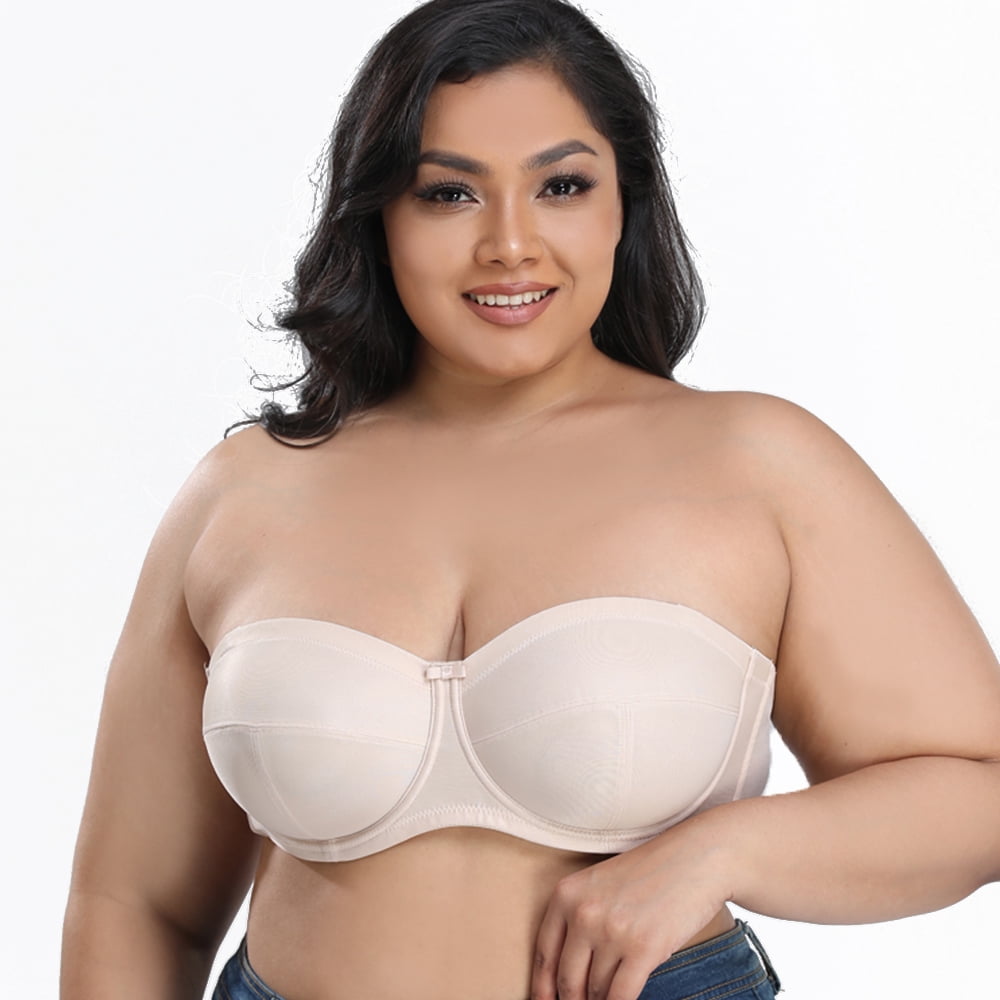 Women's Strapless Bra Plus Size Underwire Convertible Non Padded Bralette 46DDD - Walmart.com