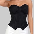 Women's Strapless Fishbone Corset Bustier Striped Side Zipper Slim ...