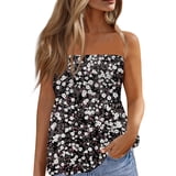 Women s Strapless Floral Print Tube Top Casual Loose Fit Sleeveless ...