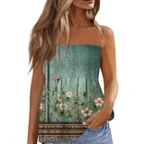 Women s Strapless Floral Print Tube Top Casual Loose Fit Sleeveless ...