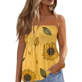 Women s Strapless Floral Print Tube Top Casual Loose Fit Sleeveless ...