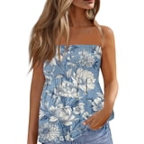 Women s Strapless Floral Print Tube Top Casual Loose Fit Sleeveless ...
