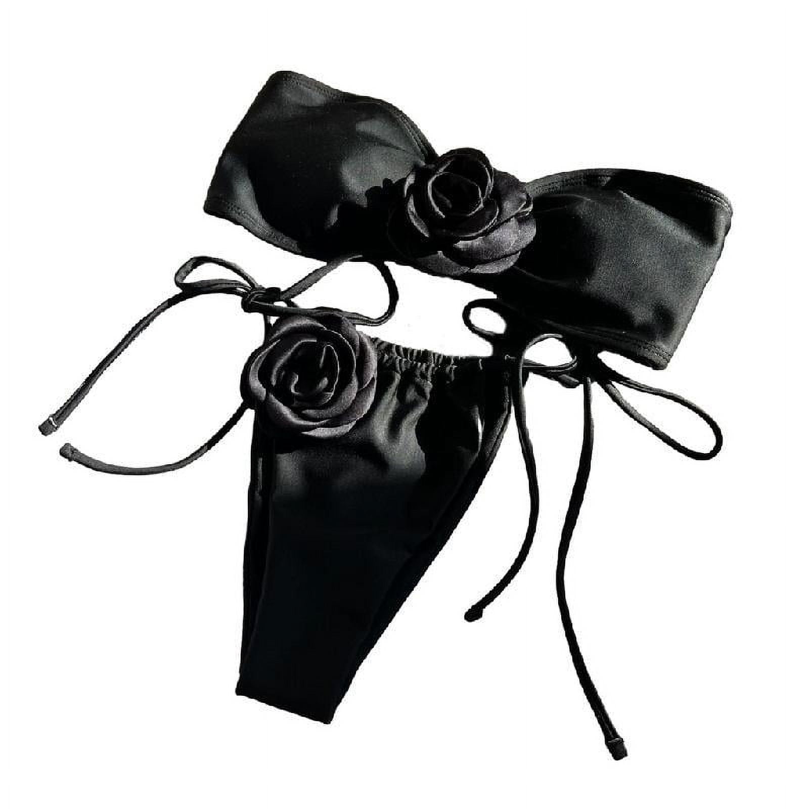 Women's Strapless Swimwear Bandeau Bikinis Top and Side Adjustable ...