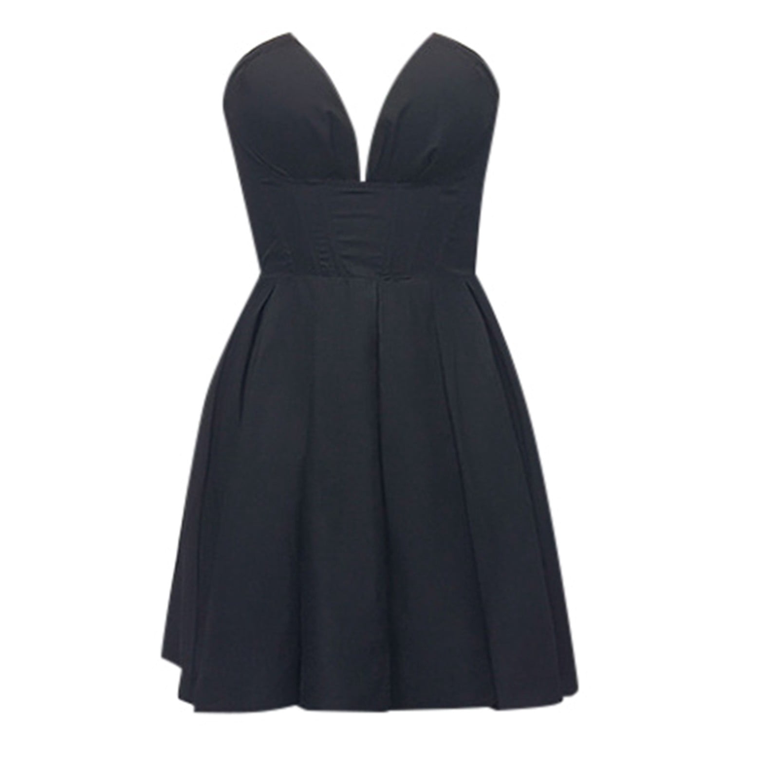 Women's Strapless Waist Cinching A Line Mini Dress Sexy Open Back Fancy ...