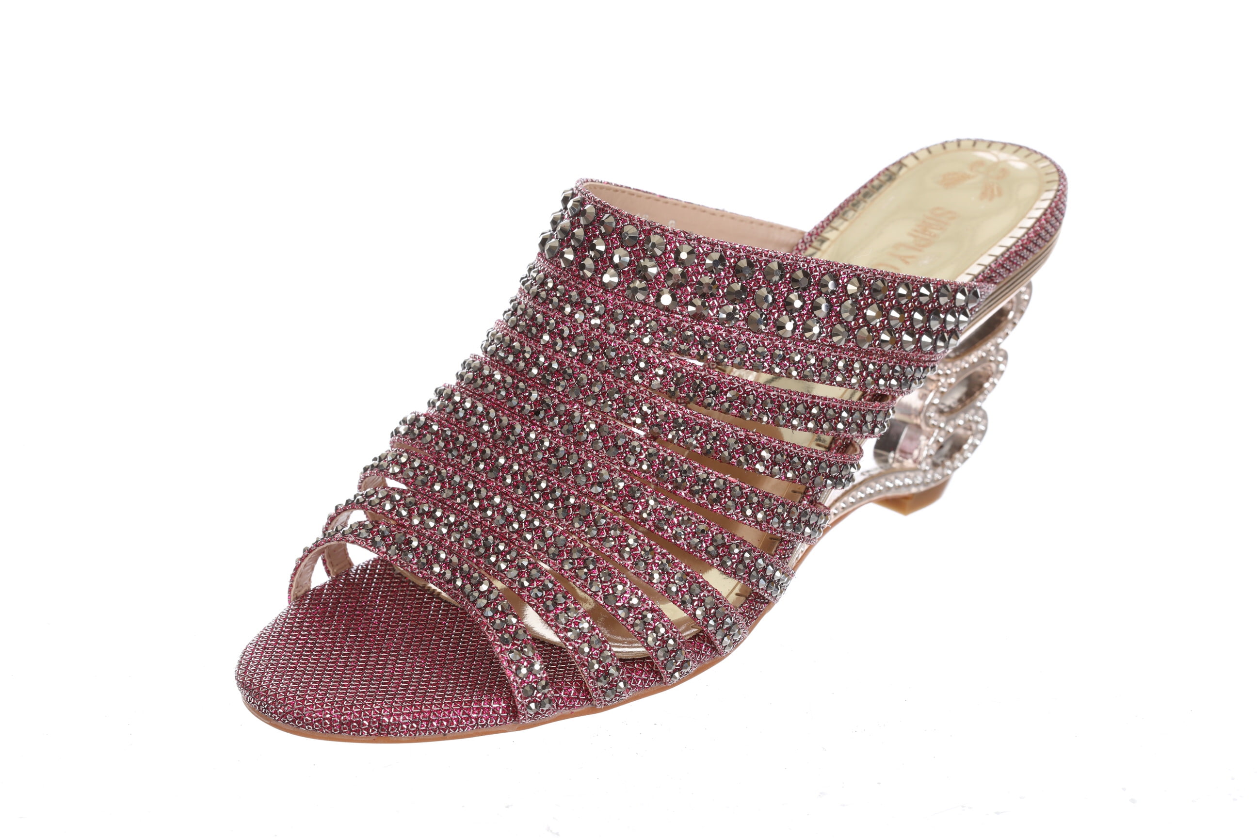 Women's Strappy Rhinestone Slide Dress Sandal-PURPLE-12 - Walmart.com