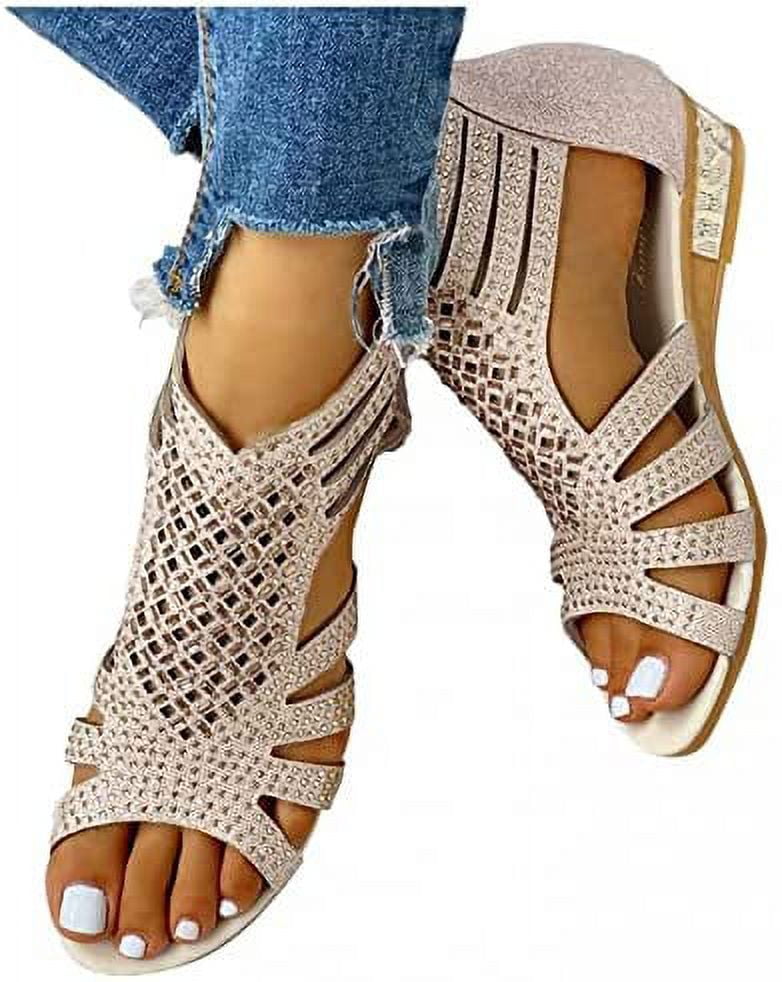 Women's Strappy String Thong Ankle Strap Summer Sandals,A88 - Walmart.com
