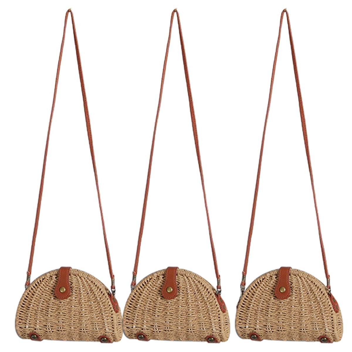 Women's Straw Crossbody Bag Straw Shoulder Bag Vine Stripe Summer Beach ...