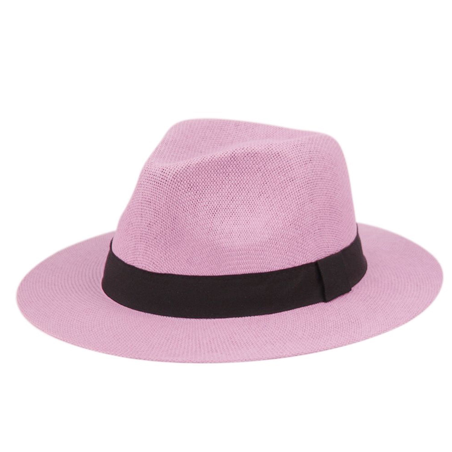Women's Straw Fedora Hat Cuban Panama Wide Brim Summer Beach - Walmart.com