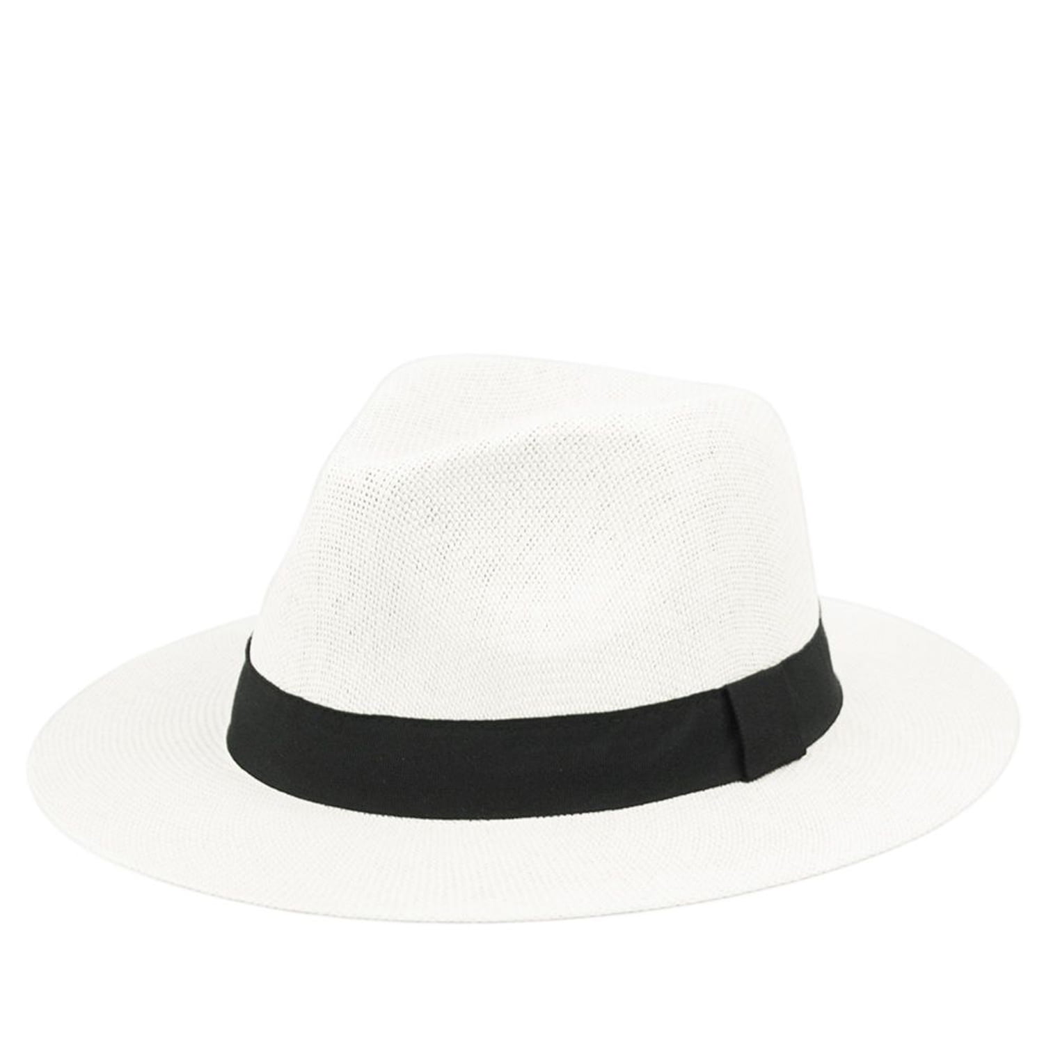 Women's Straw Fedora Hat Cuban Panama Wide Brim Summer Beach - Walmart.com