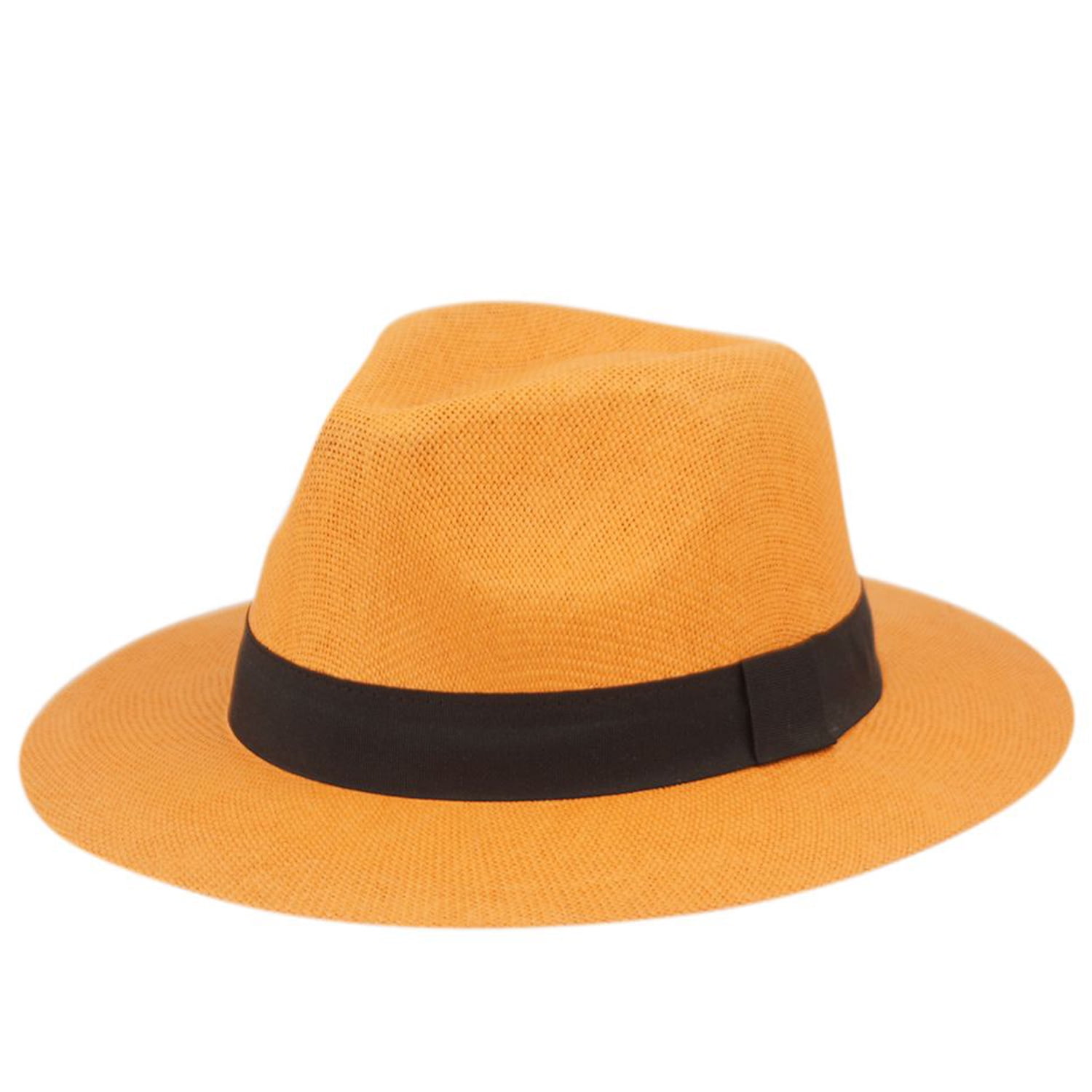 Women's Straw Fedora Hat Cuban Panama Wide Brim Summer Beach - Walmart.com