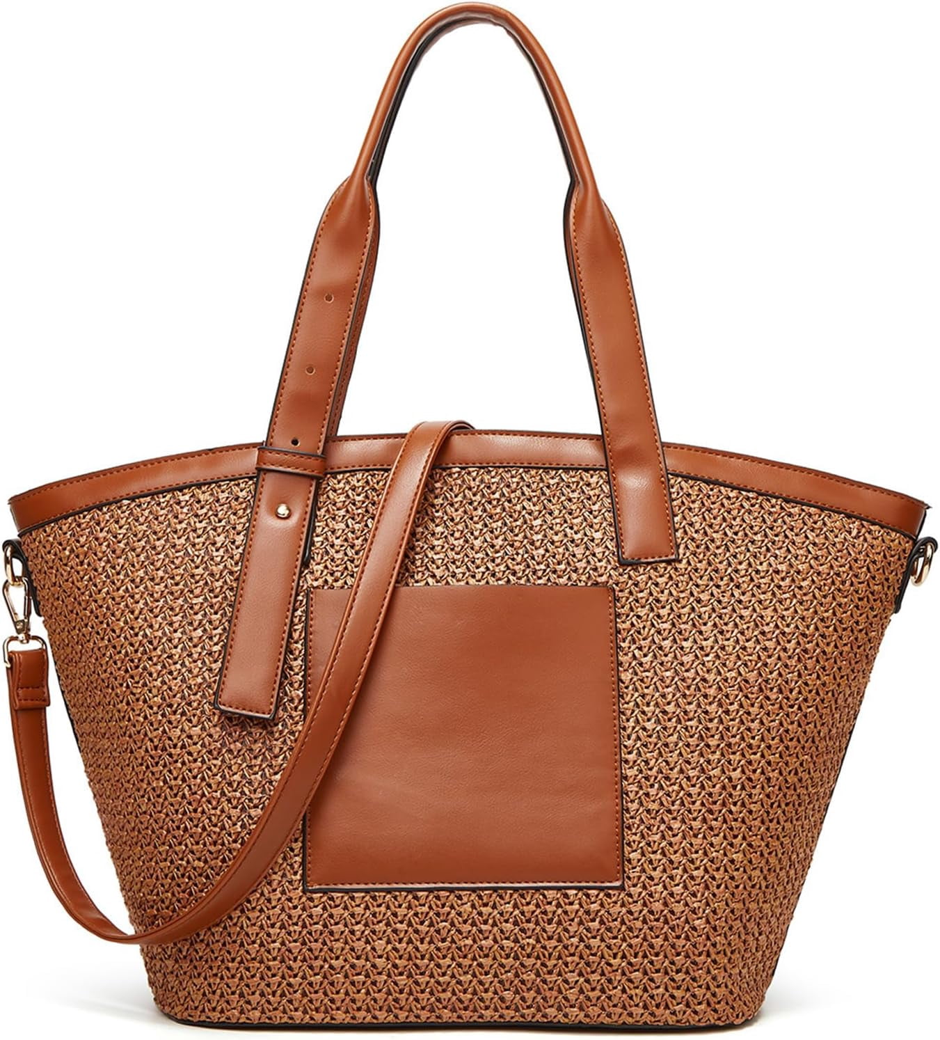 Women's Straw Tote Bag Large Shoulder Bag Simple Top Handle Satchel Bag ...