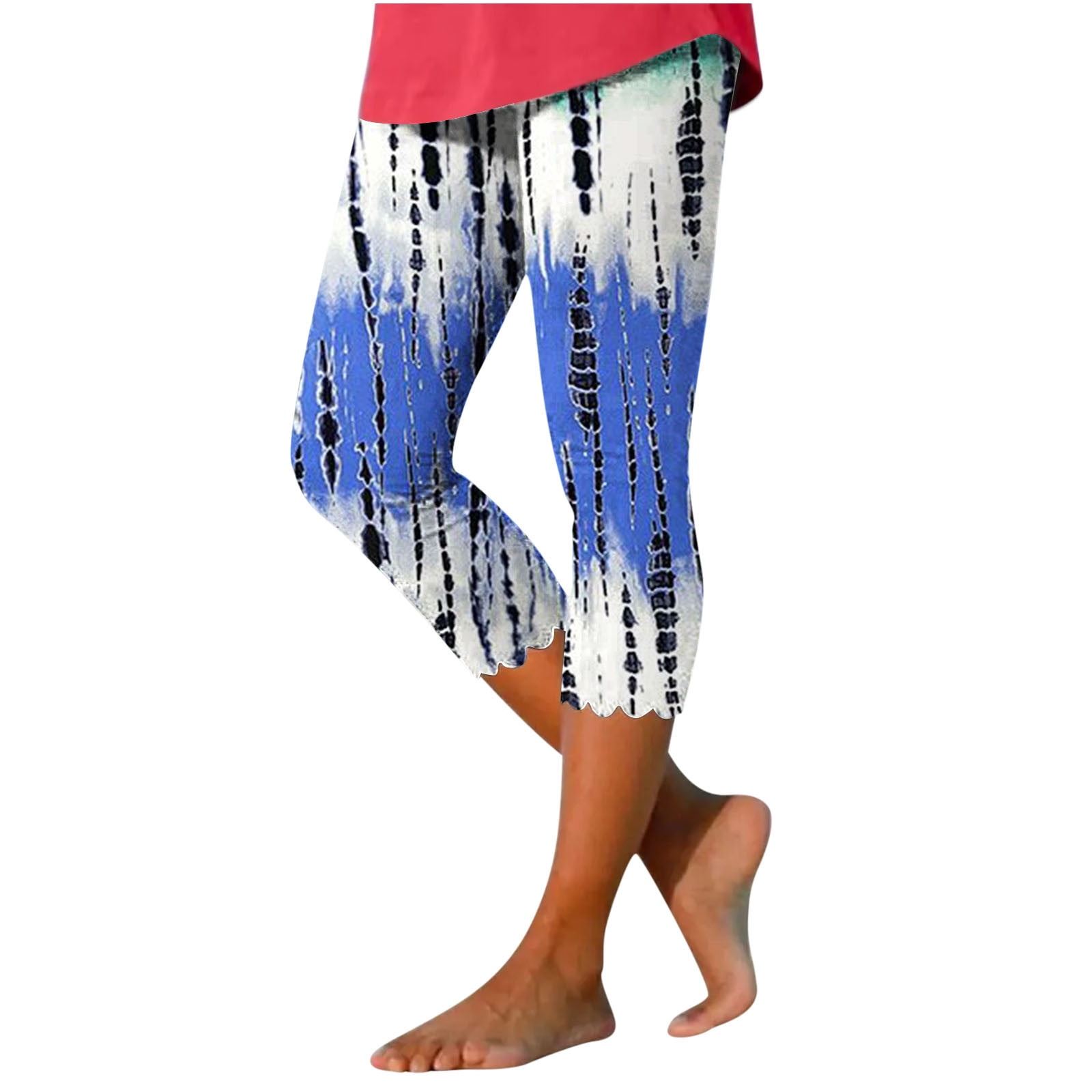 Women's Stretch Capri Leggings Under Tunic Tops and Dress Graphic Print ...