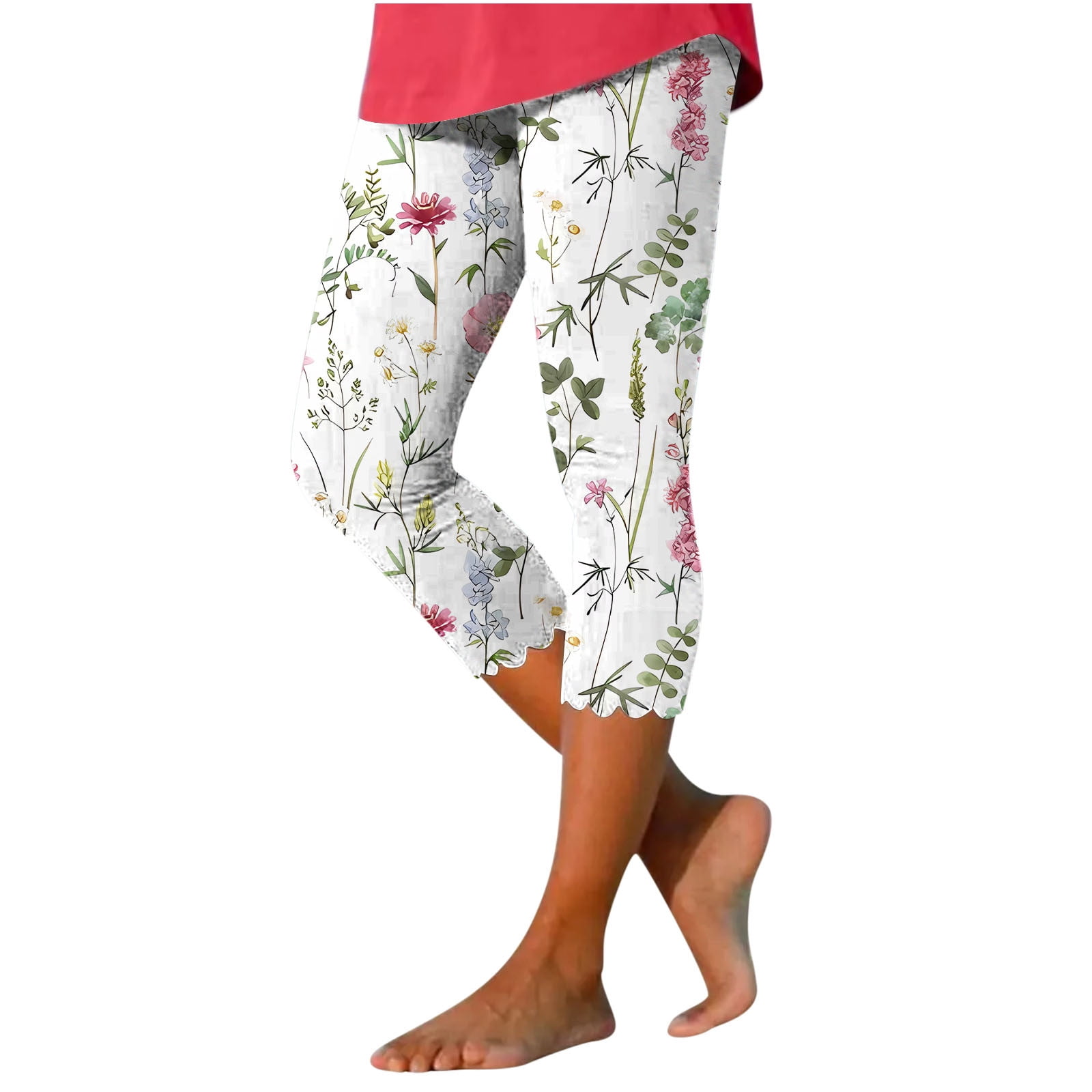 Women's Stretch Capri Leggings Under Tunic Tops and Dress Graphic Print ...