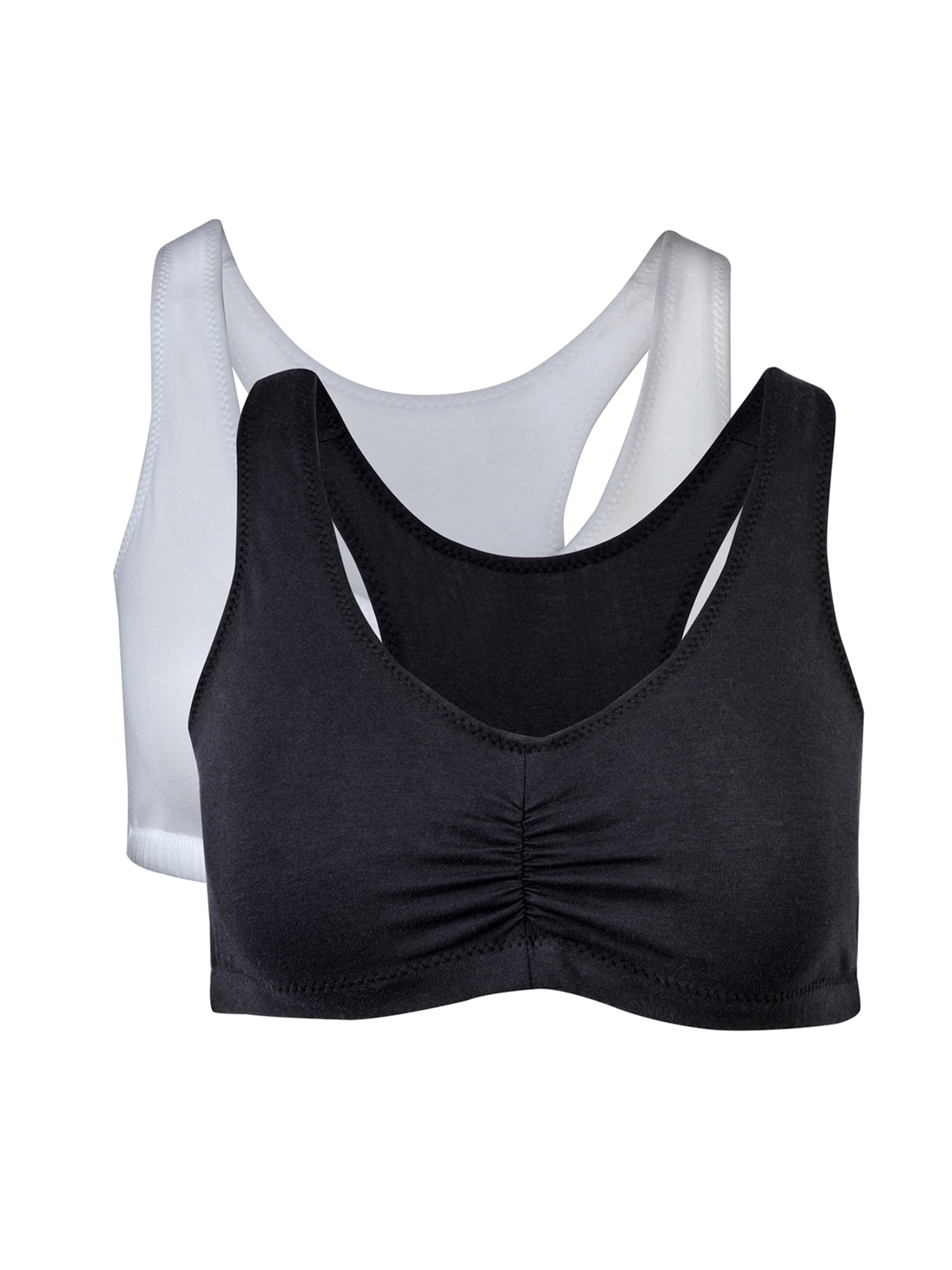 Gildan Women's Stretch Cotton Racerback Comfort Bra, 2-Pack, Non-Padded ...