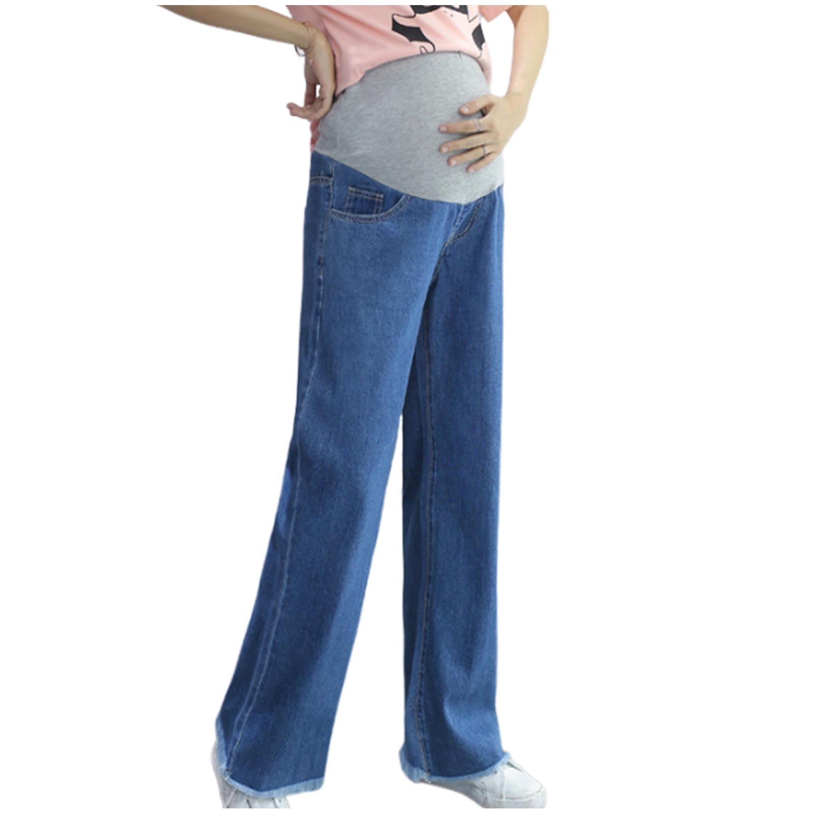 Women's Stretch Maternity Bootcut Jeans with Pockets Over The Belly ...